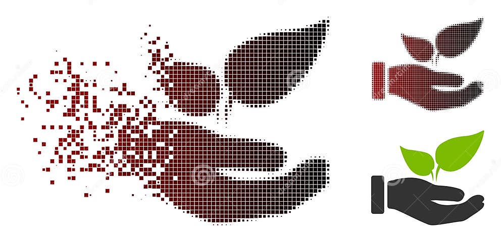 Destructed Pixel Halftone Eco Startup Hand Icon Stock Vector ... Destructed Pixel Halftone Eco Startup Hand Icon Stock Vector ...