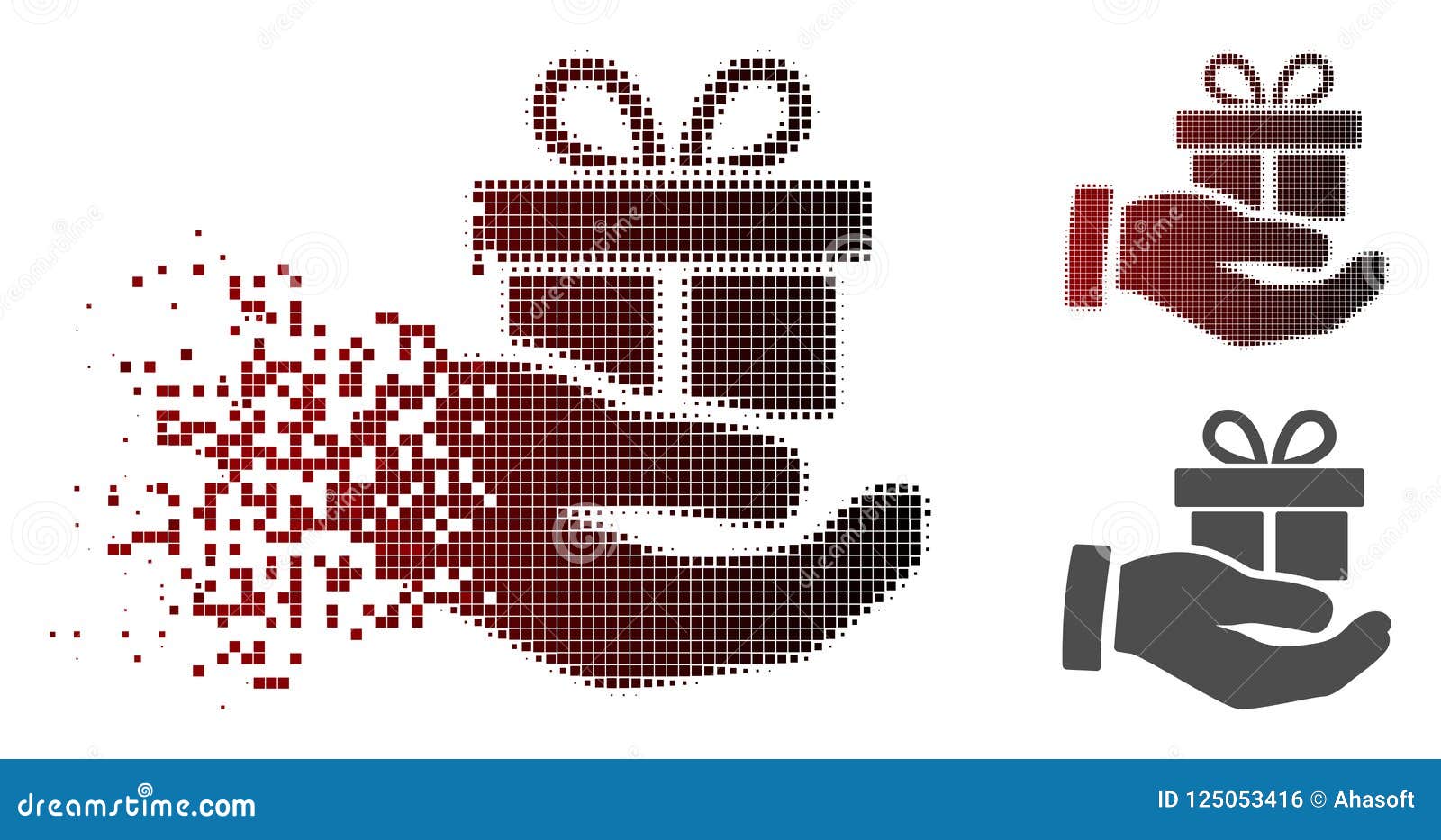 Destructed Pixel Halftone Present Box Give Hand Icon Stock Vector ... Destructed Pixel Halftone Present Box Give Hand Icon Stock Vector ...