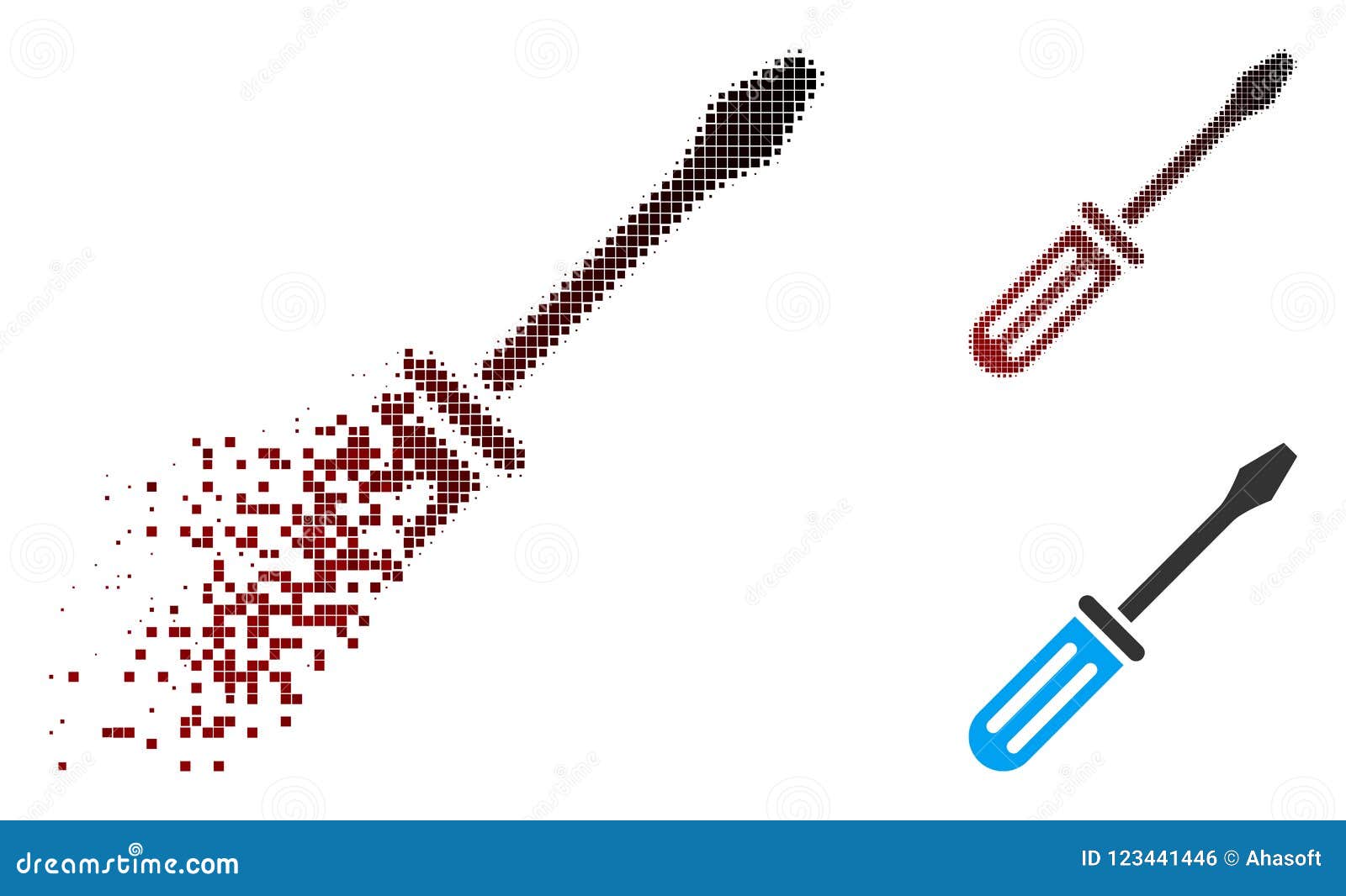 Destructed Pixel Halftone Screwdriver Icon Stock Vector - Illustration ...