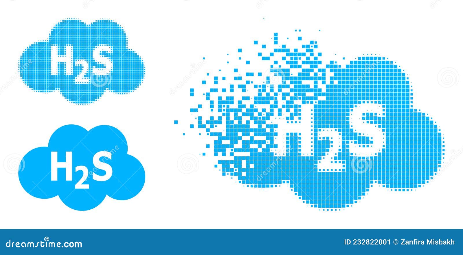 Hydrogen Sulfide (H2S) Toxic Gas Molecule, Chemical Structure Vector ...