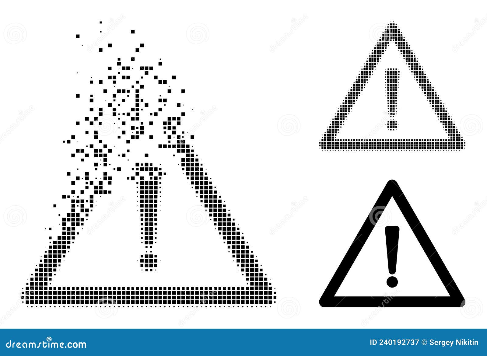 Destructed Pixel and Original Warning Sign Icon Stock Vector ...