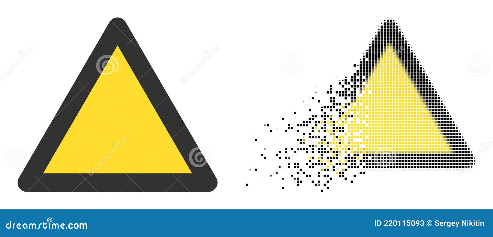 Destructed Pixel and Original Warning Triangle Icon Stock Vector ...