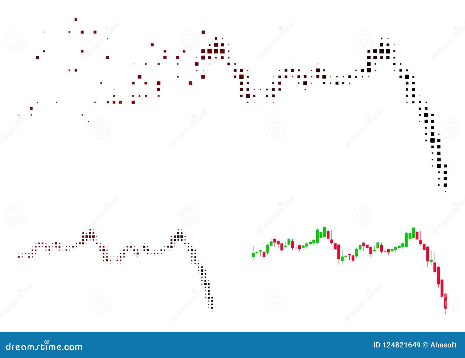 Destructed Pixelated Halftone Candlestick Graph Falling Acceleration ... Destructed Pixelated Halftone Candlestick Graph Falling Acceleration ...