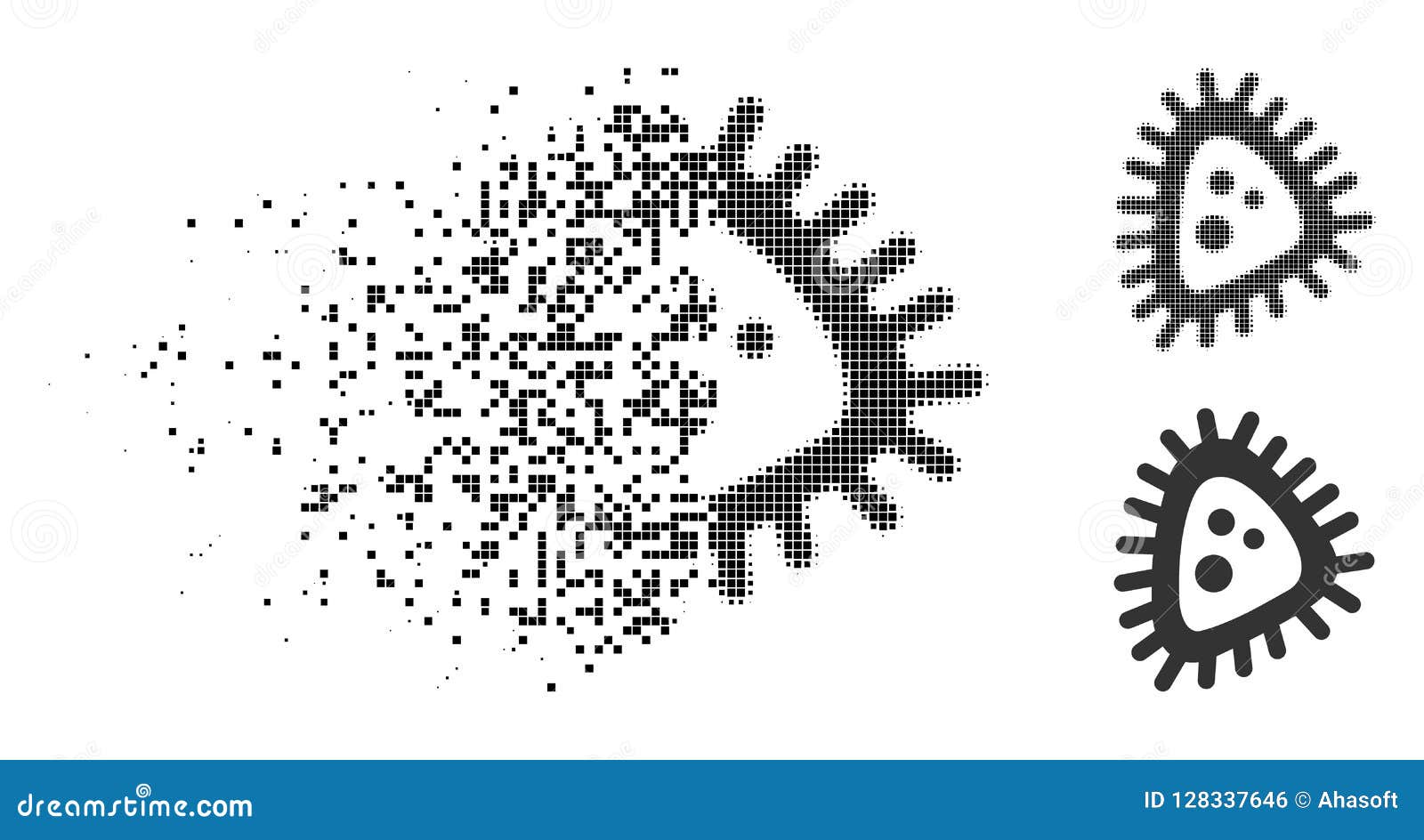 Destructed Pixelated Halftone Micro Parasite Icon Stock Vector ...
