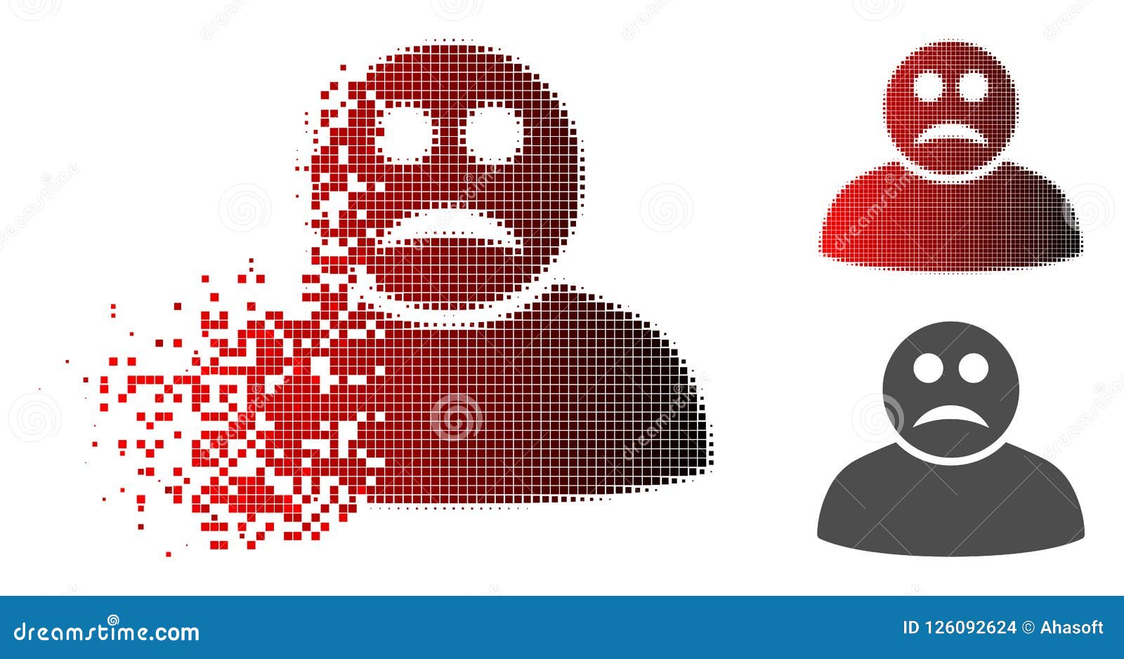 Destructed Pixelated Halftone Sad Person Icon Stock Vector ...