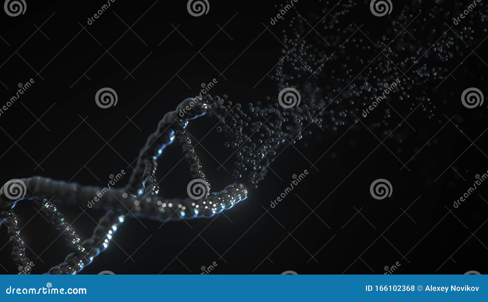 Destructing Black DNA Molecule. Conceptual 3D Rendering Stock ...