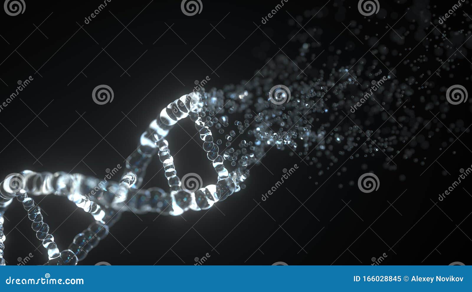 Destructing Glass DNA Molecule. Conceptual 3D Rendering Stock Image ...