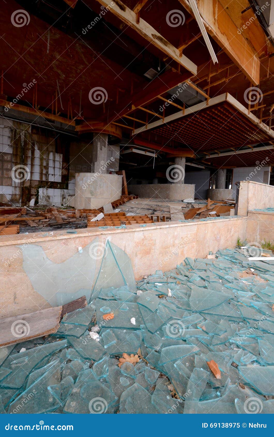 Destruction of an Abandoned Comercial Building Stock Image - Image of ...