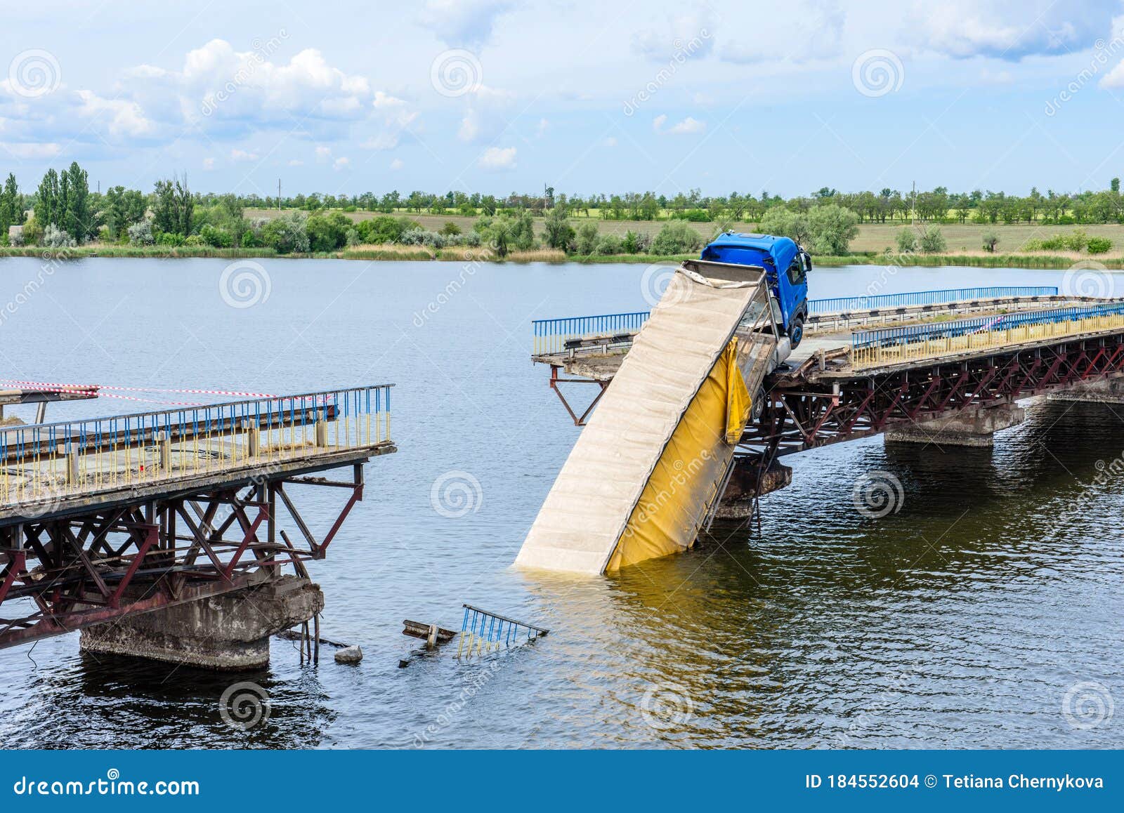 Destruction of Bridge Structures Across the River with the Collapse of ...