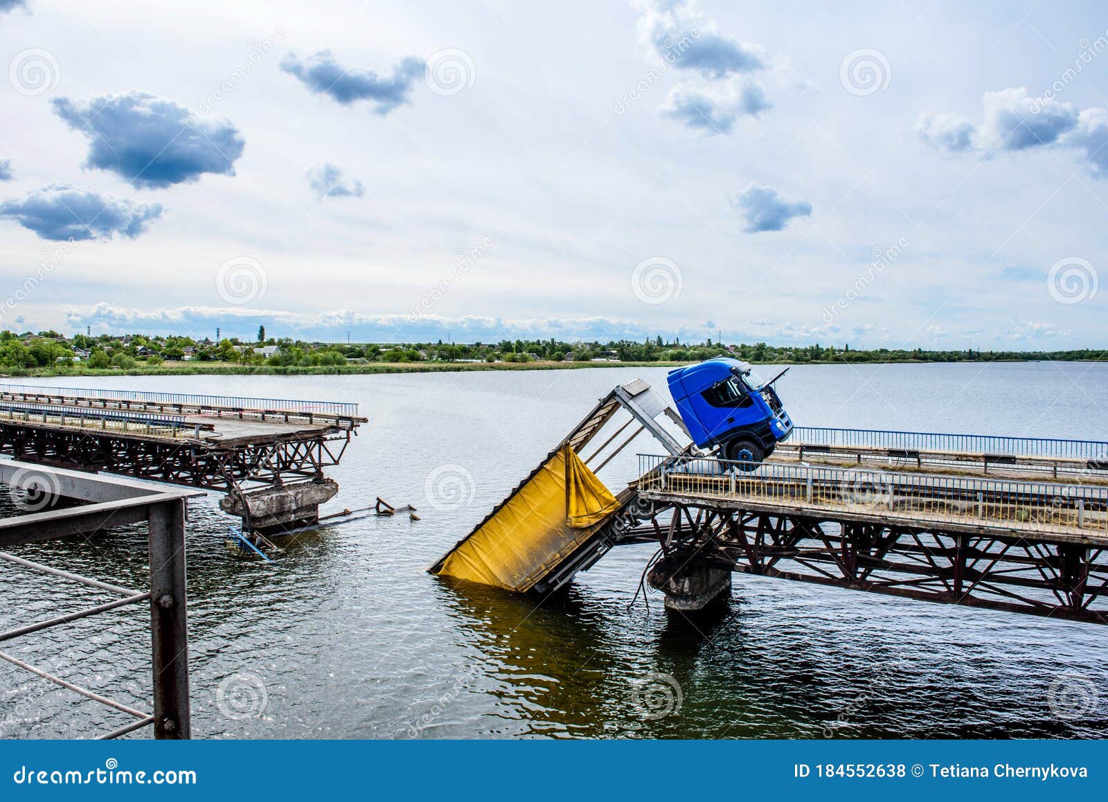 Destruction of Bridge Structures Across the River with the Collapse of ...