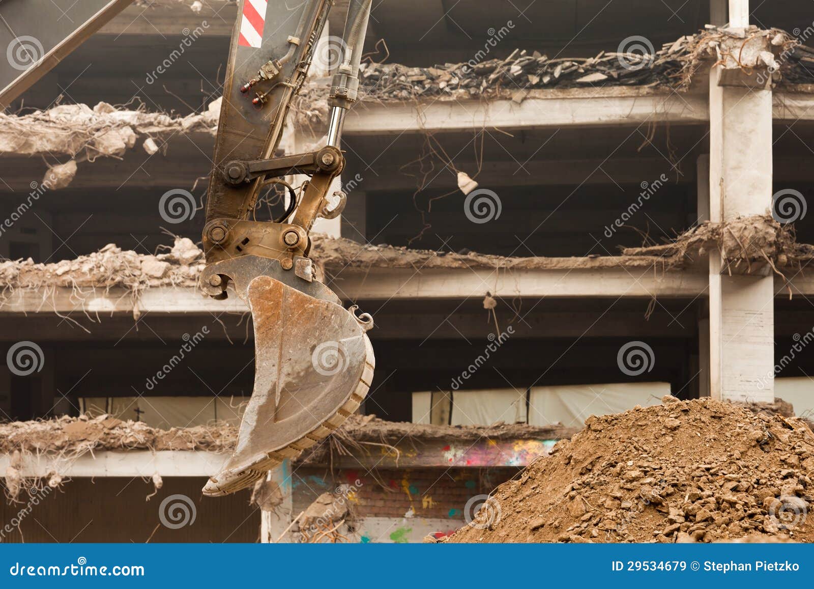 Destruction of Concrete Building with Equipment Stock Image - Image of ...