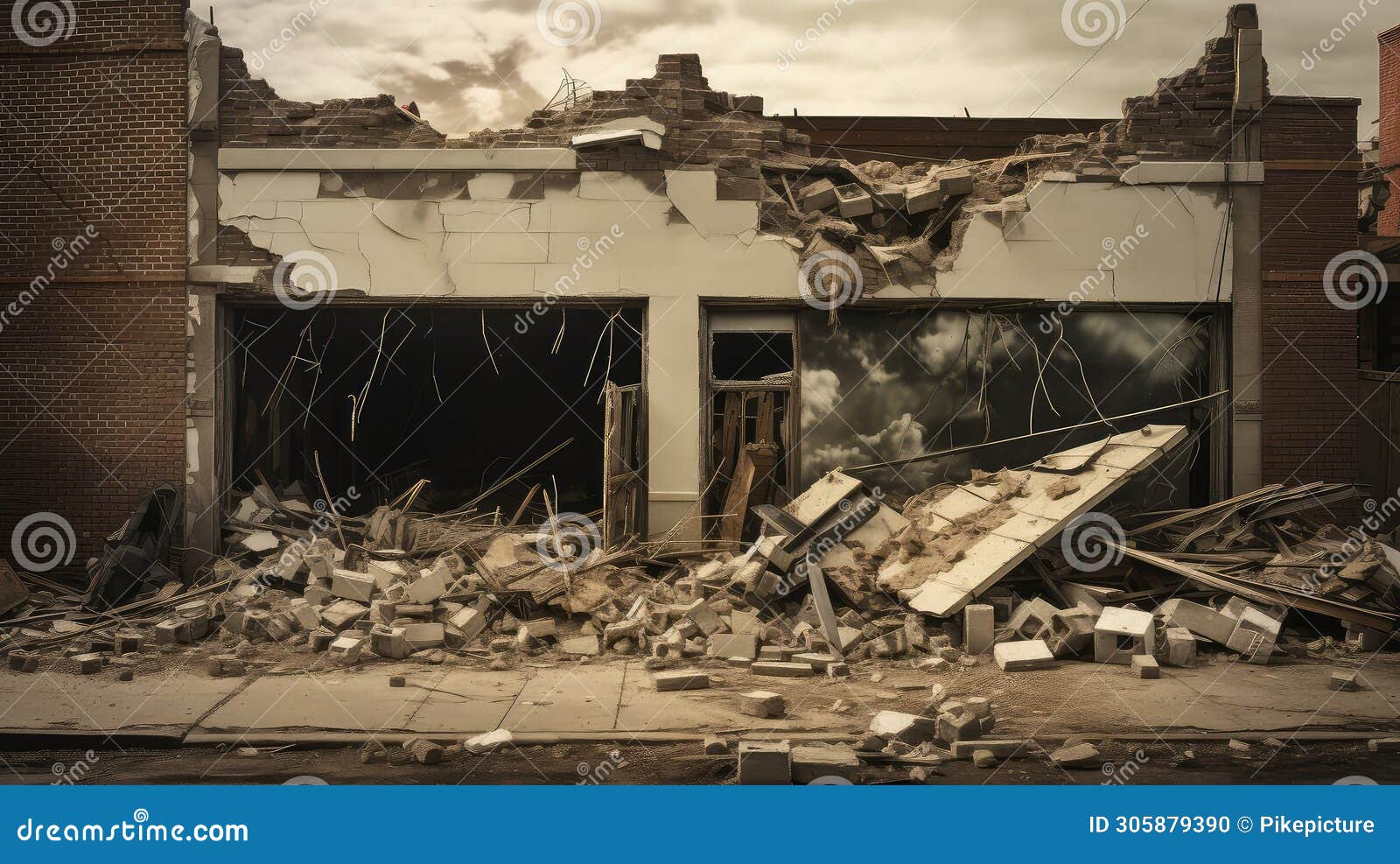 Destruction Damage Building Stock Illustration - Illustration of broken ...