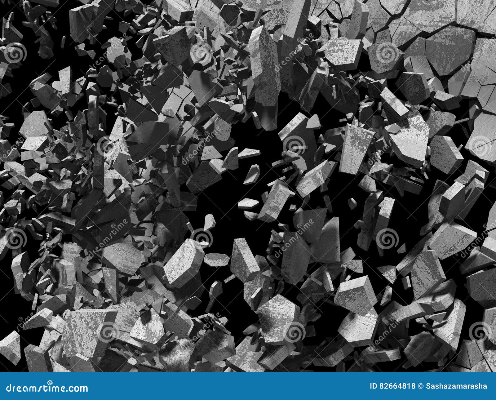 Destruction Demolition Concrete Wall Fragments of Explosion. Abs Stock ...