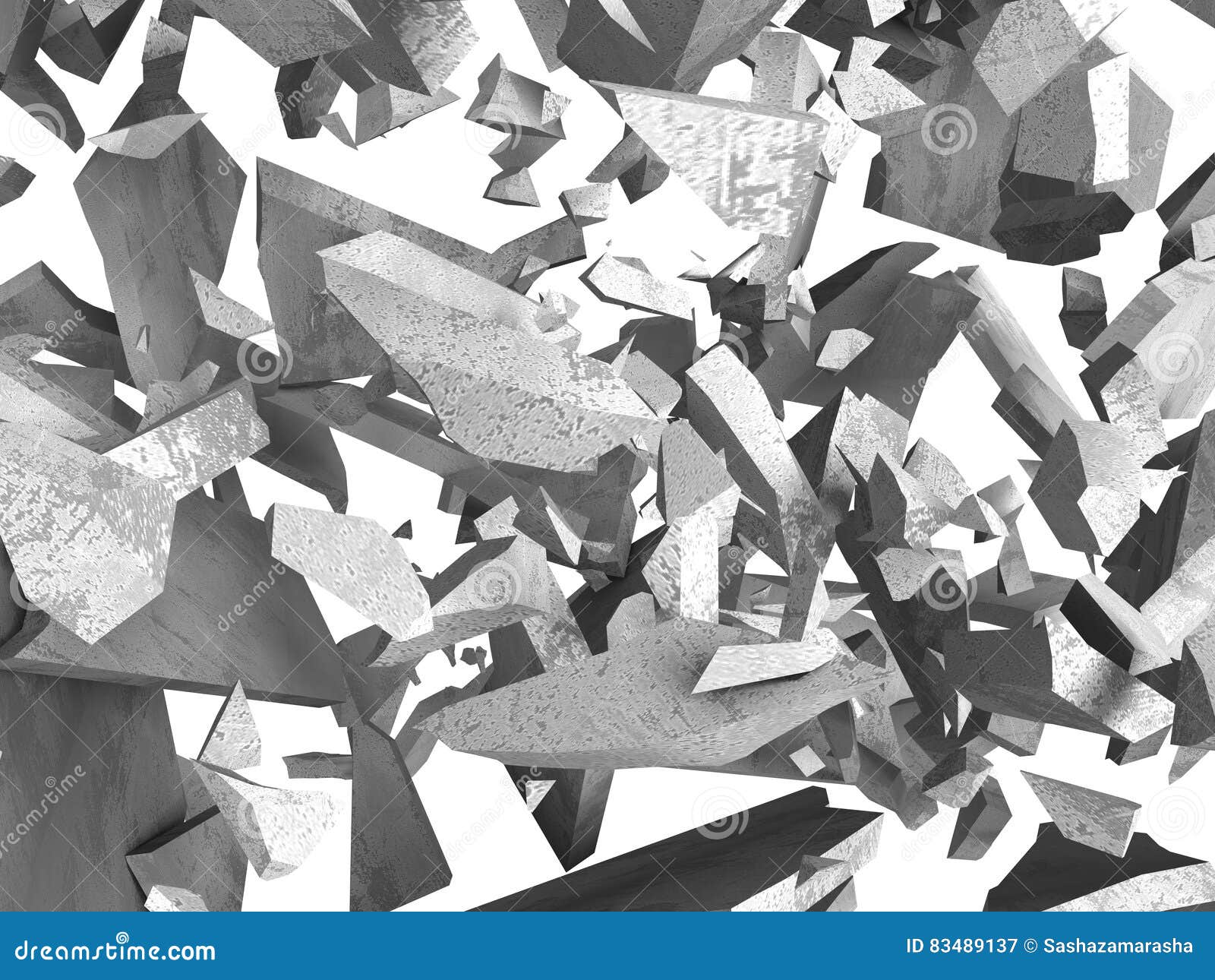 Destruction Demolition Concrete Wall Fragments of Explosion. Abs Stock ...