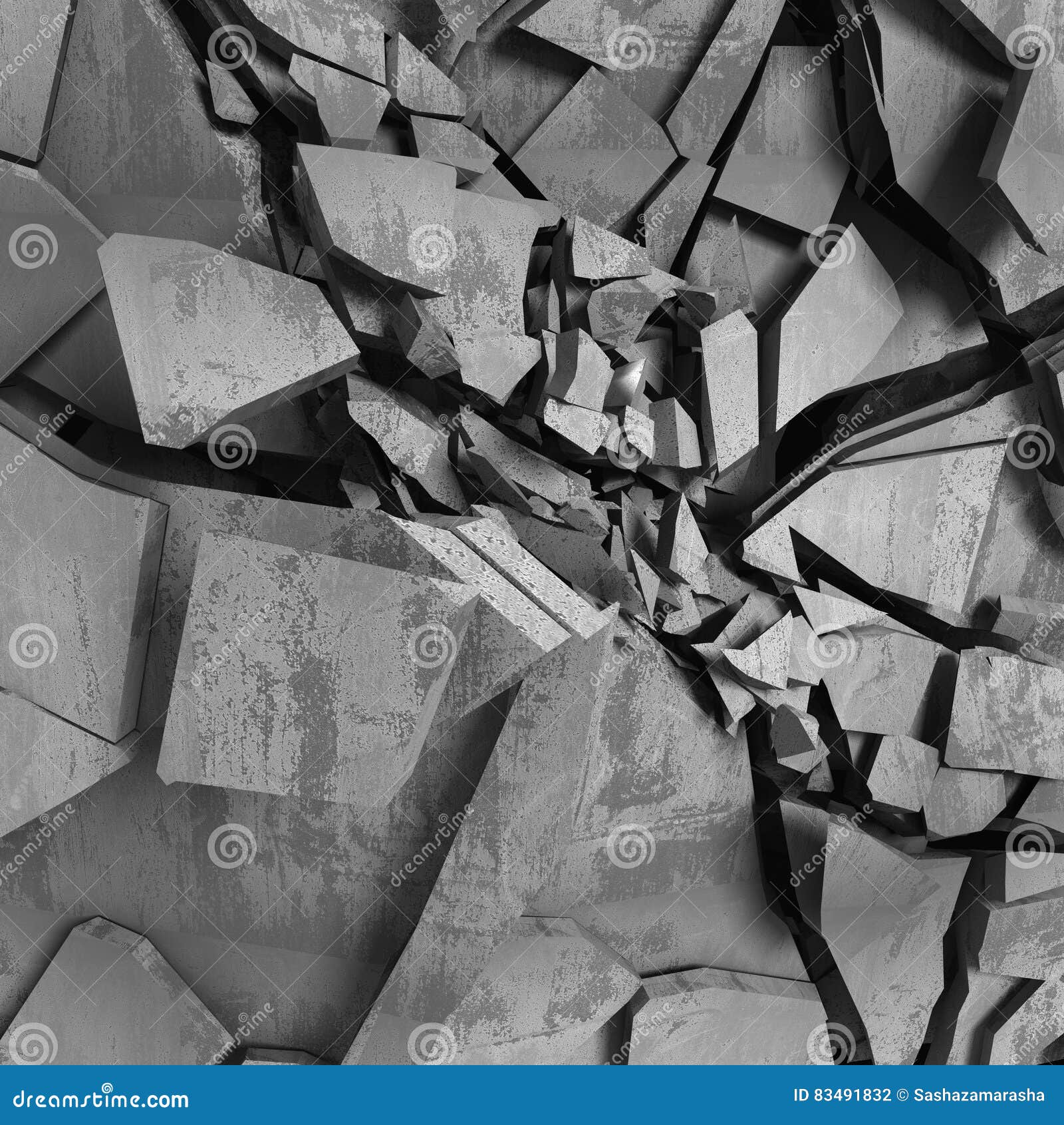 Destruction Demolition Concrete Wall Fragments of Explosion Stock ...