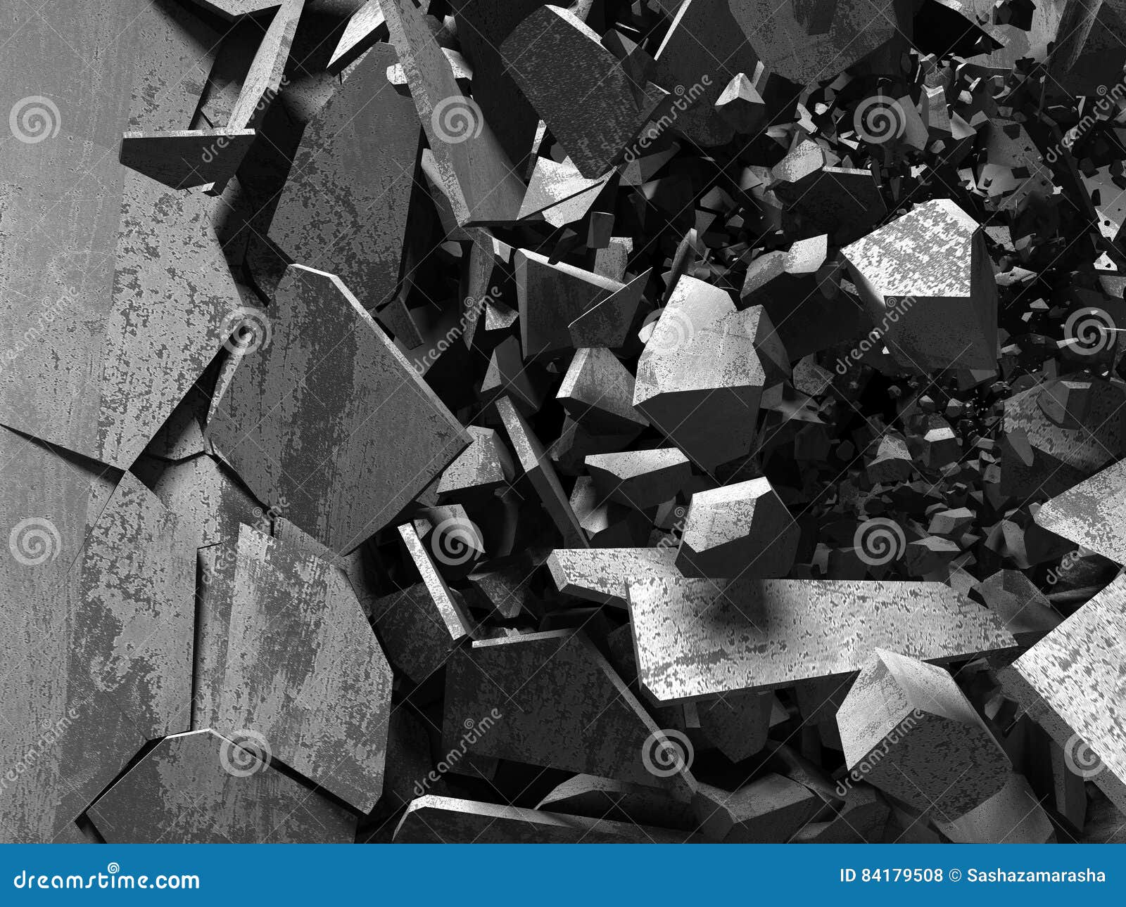 Destruction Demolition Concrete Wall Fragments of Explosion Stock ...