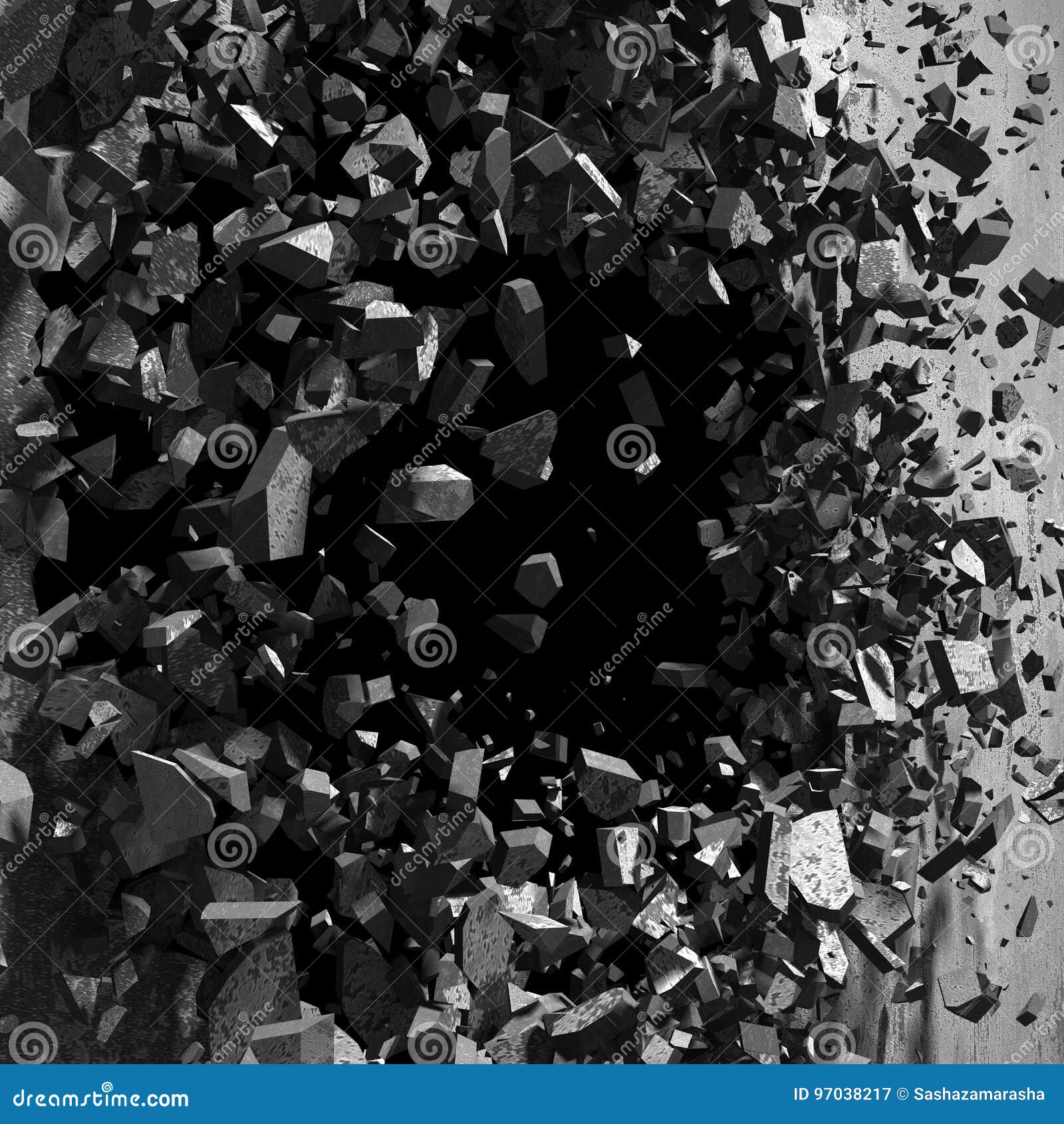 Destruction Demolition Concrete Wall Fragments of Explosion Stock ...