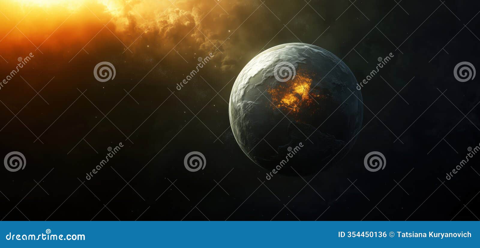 Destruction of Earth by Catastrophic Event, Fiery Explosion, Dark ...