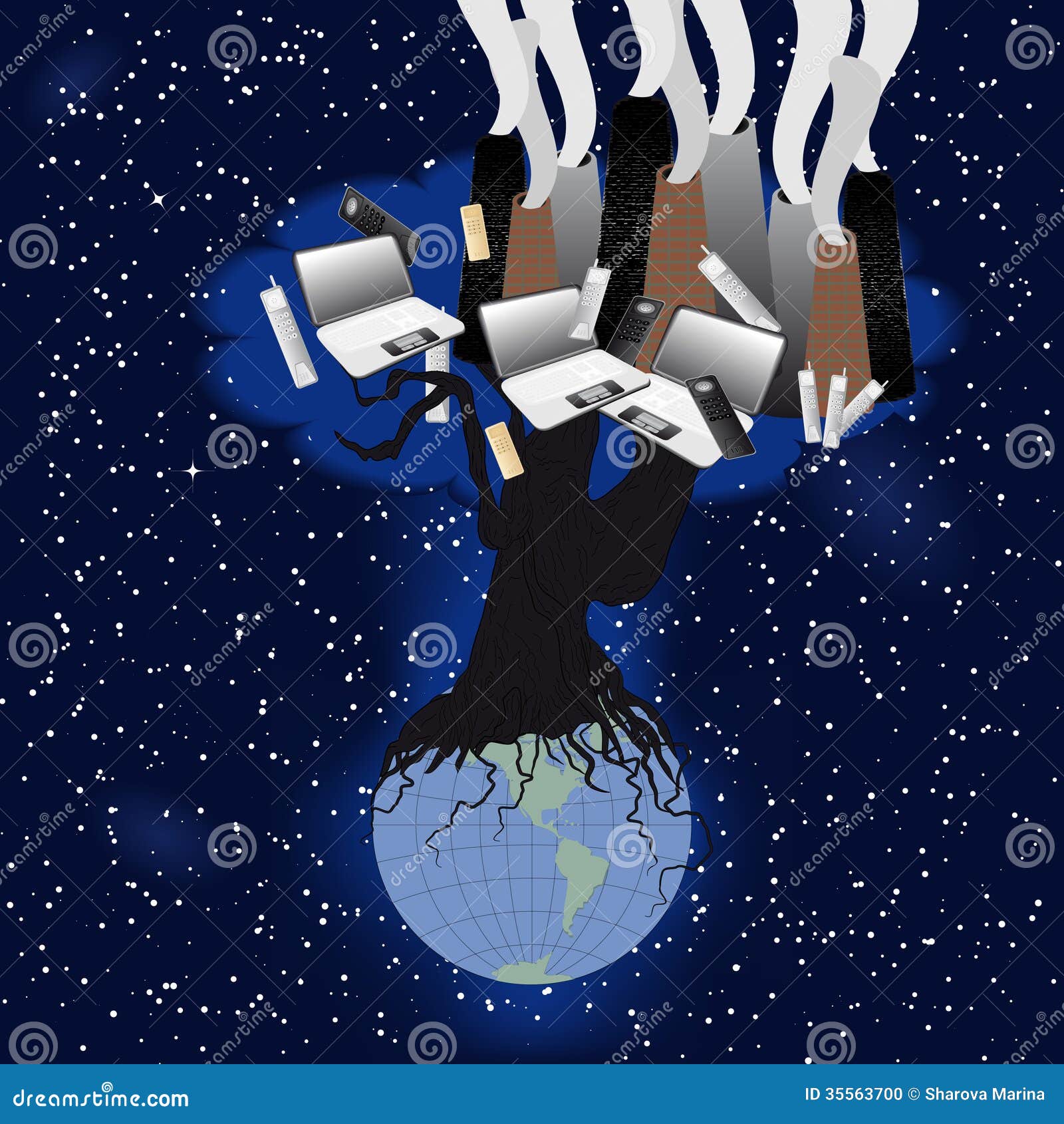 A destruction of the Earth stock vector. Illustration of global - 35563700