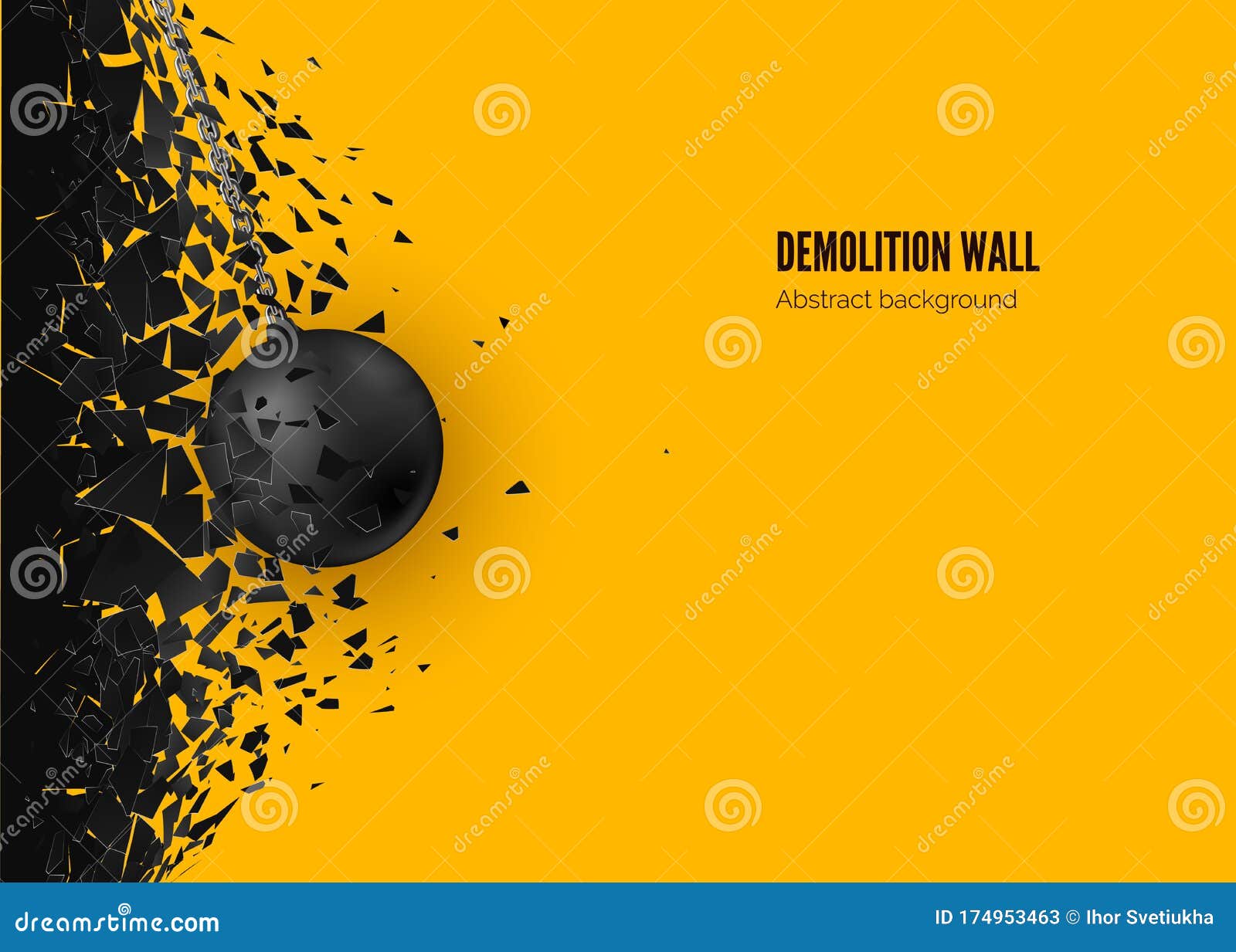 Destruction Effect. Abstract Cloud of Pieces and Fragments after Wall ...