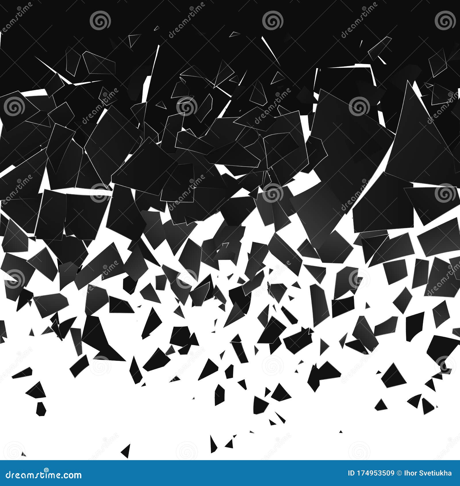 Destruction Effect. Abstract Cloud of Pieces and Fragments after Wall ...