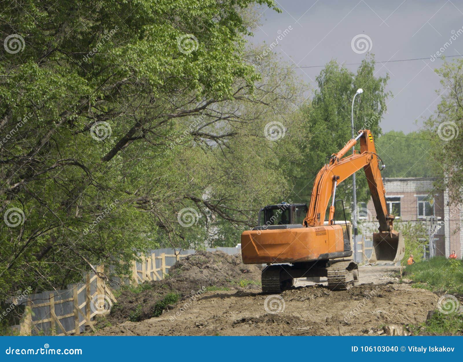 Destruction Excavators Digging the Ground Stock Photo - Image of metal ...