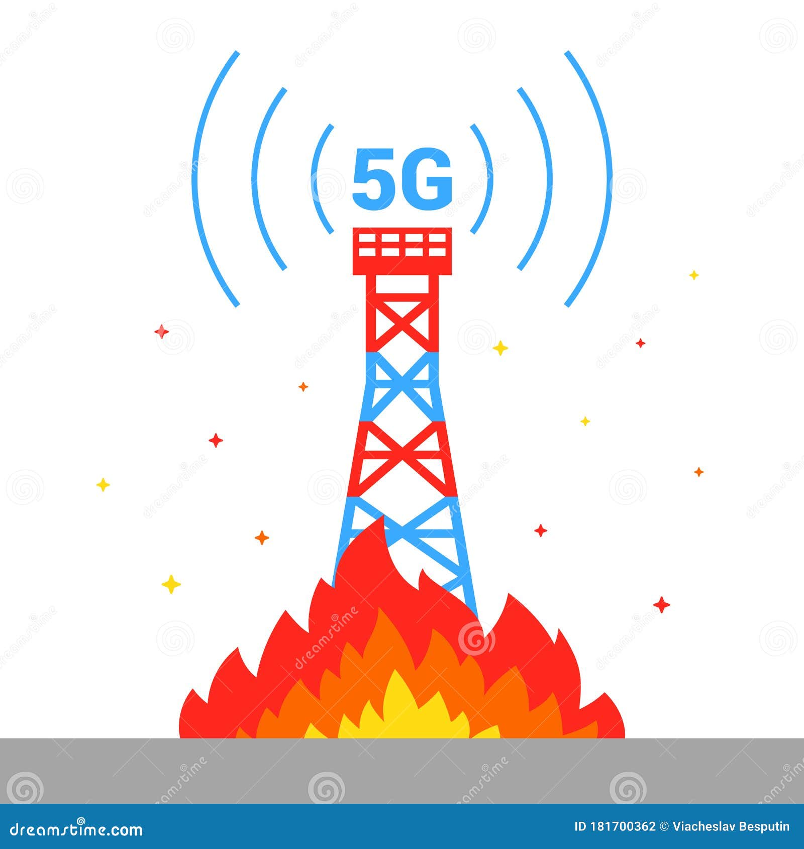 The Destruction of the 5G Tower. Set Fire To Internet Equipment Stock ...