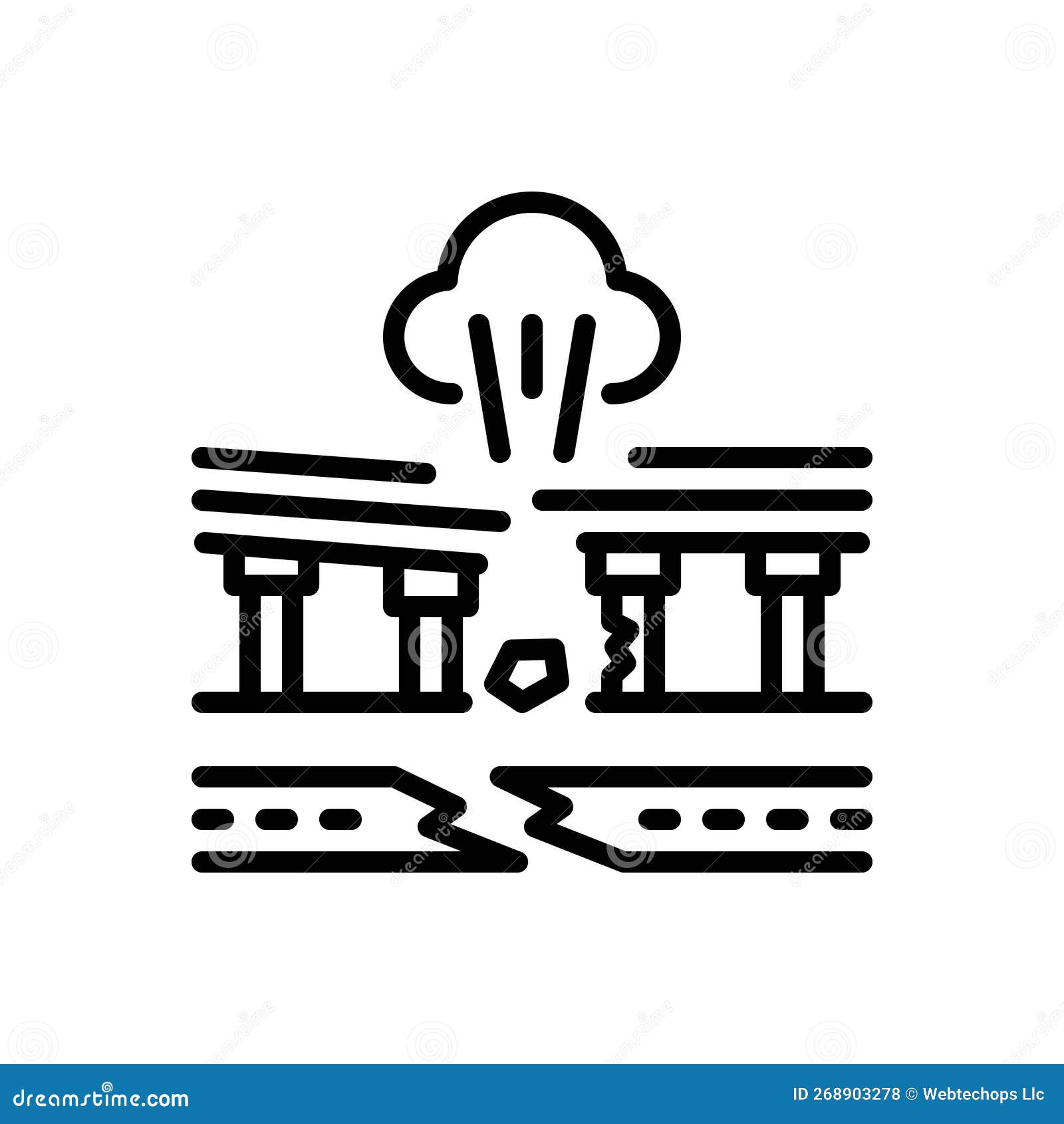 Black Line Icon for Destruction, Demolition and Ravaging Stock Vector ...