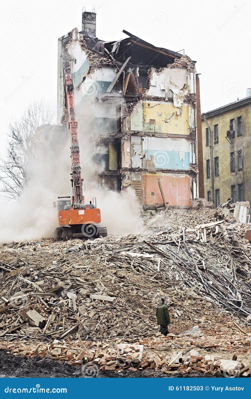 Destruction stock image. Image of demolition, house, machine - 61182503