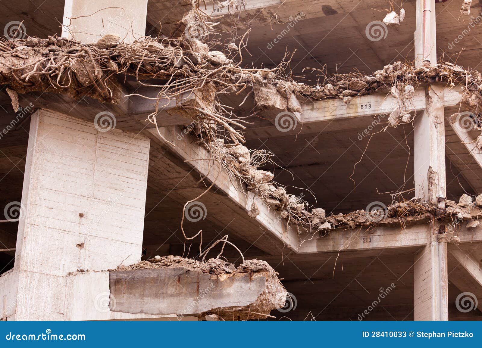 Destruction of Old Iron Rebar Concrete Building Stock Image - Image of ...