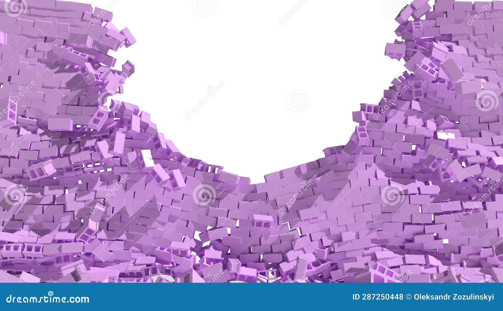 Destruction of a Pink Brick Wall 3d Stock Illustration - Illustration ...