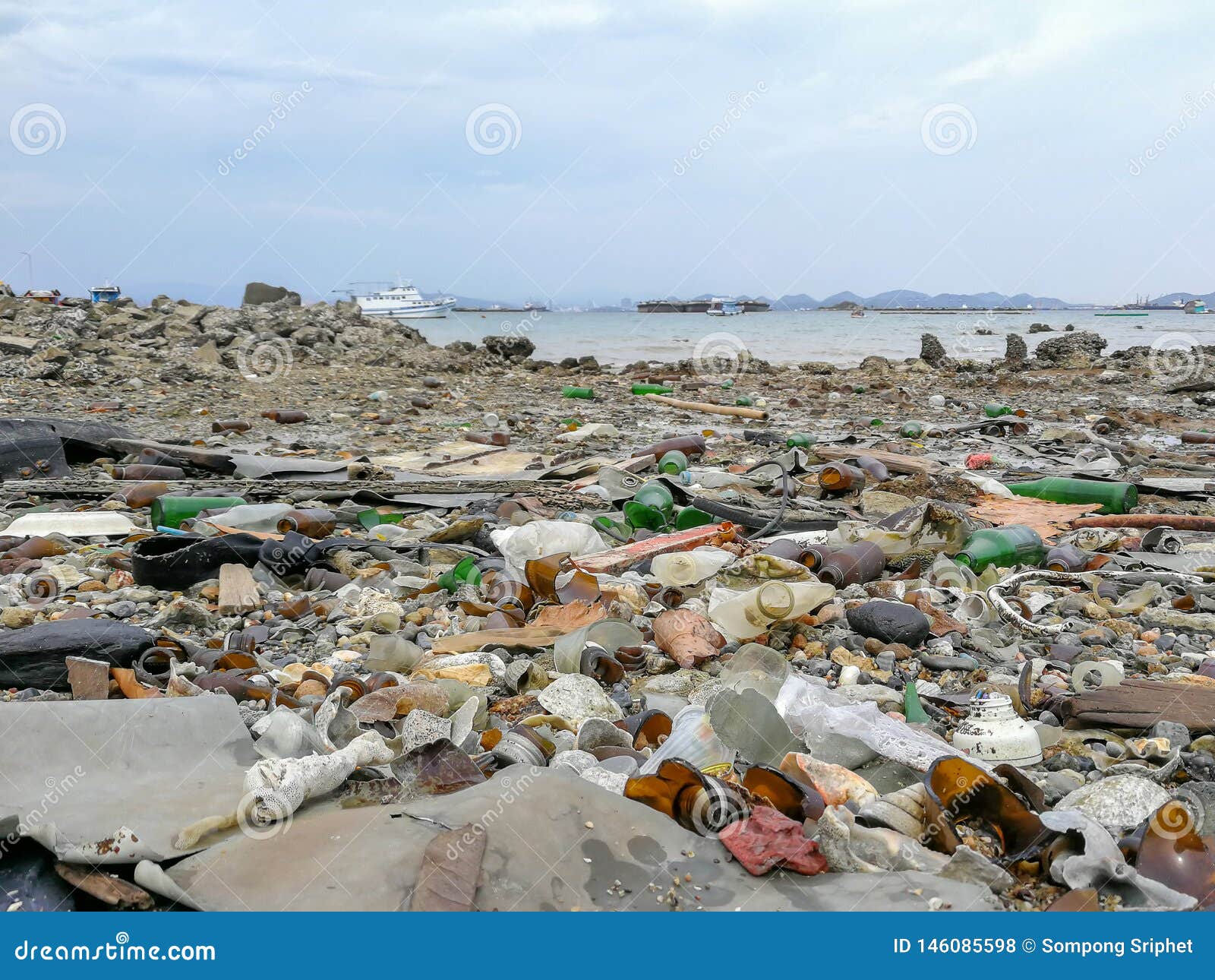 Destruction Pollution Environment Garbage on the Beach Stock Photo ...
