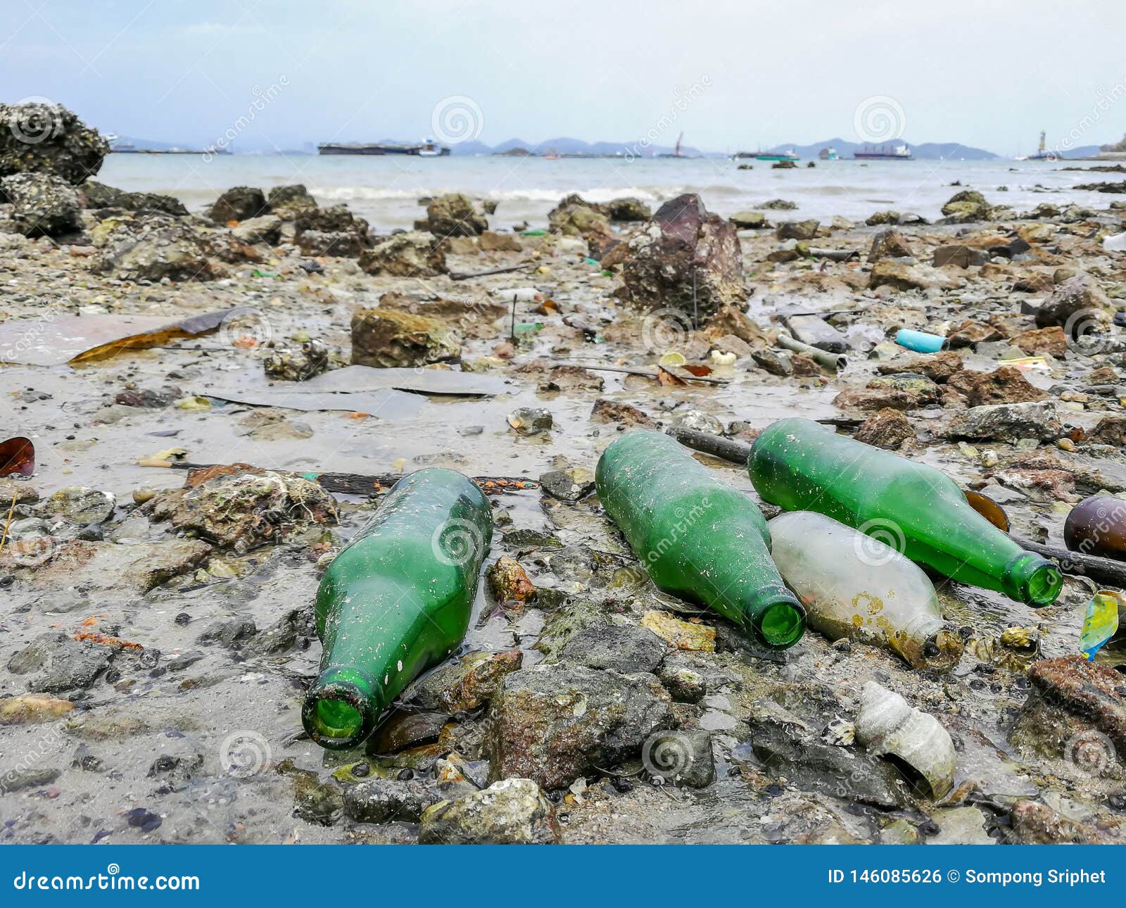 Destruction Pollution Environment Garbage on the Beach Stock Photo ...