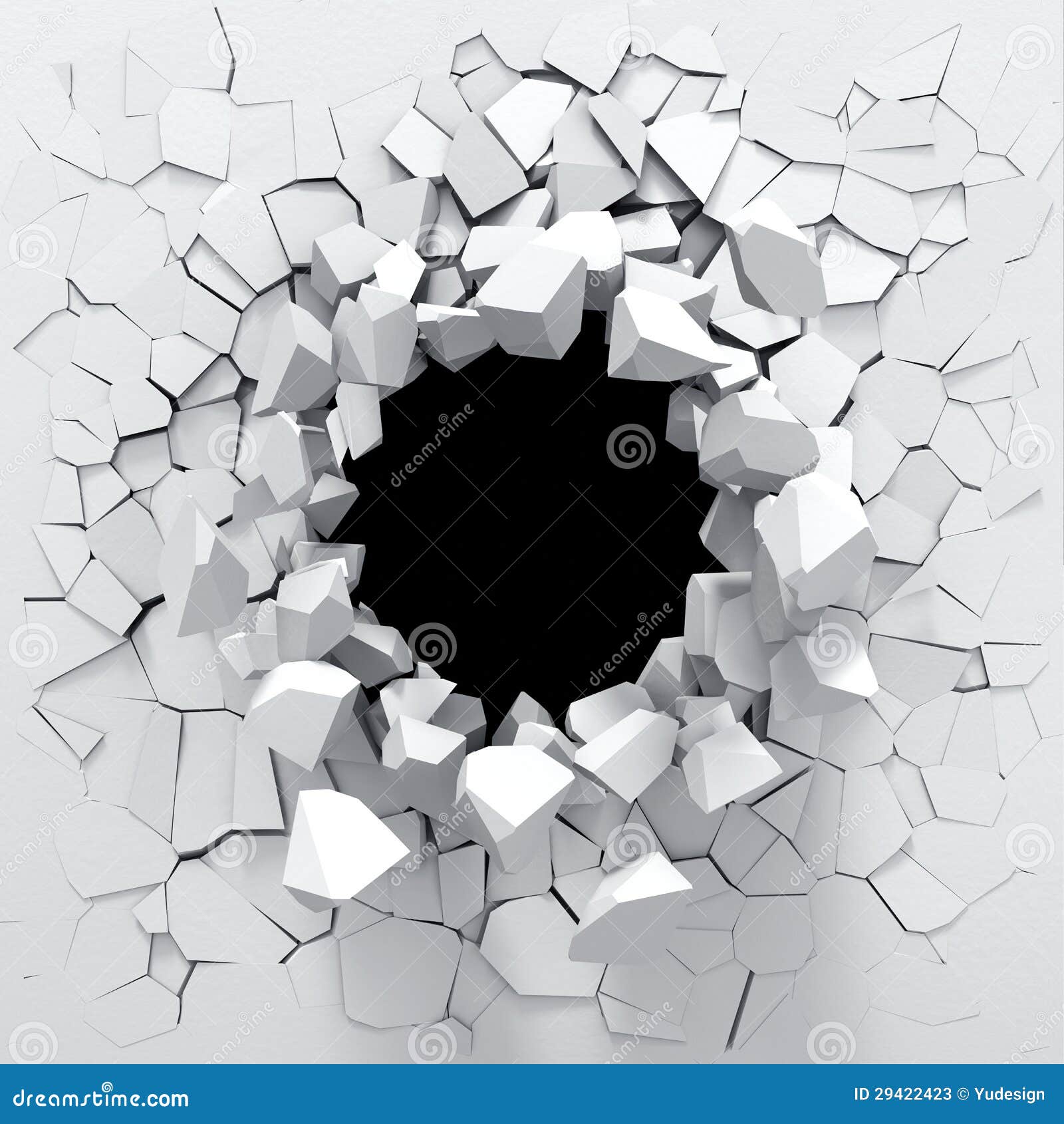 Destruction of a White Wall Stock Illustration - Illustration of ...