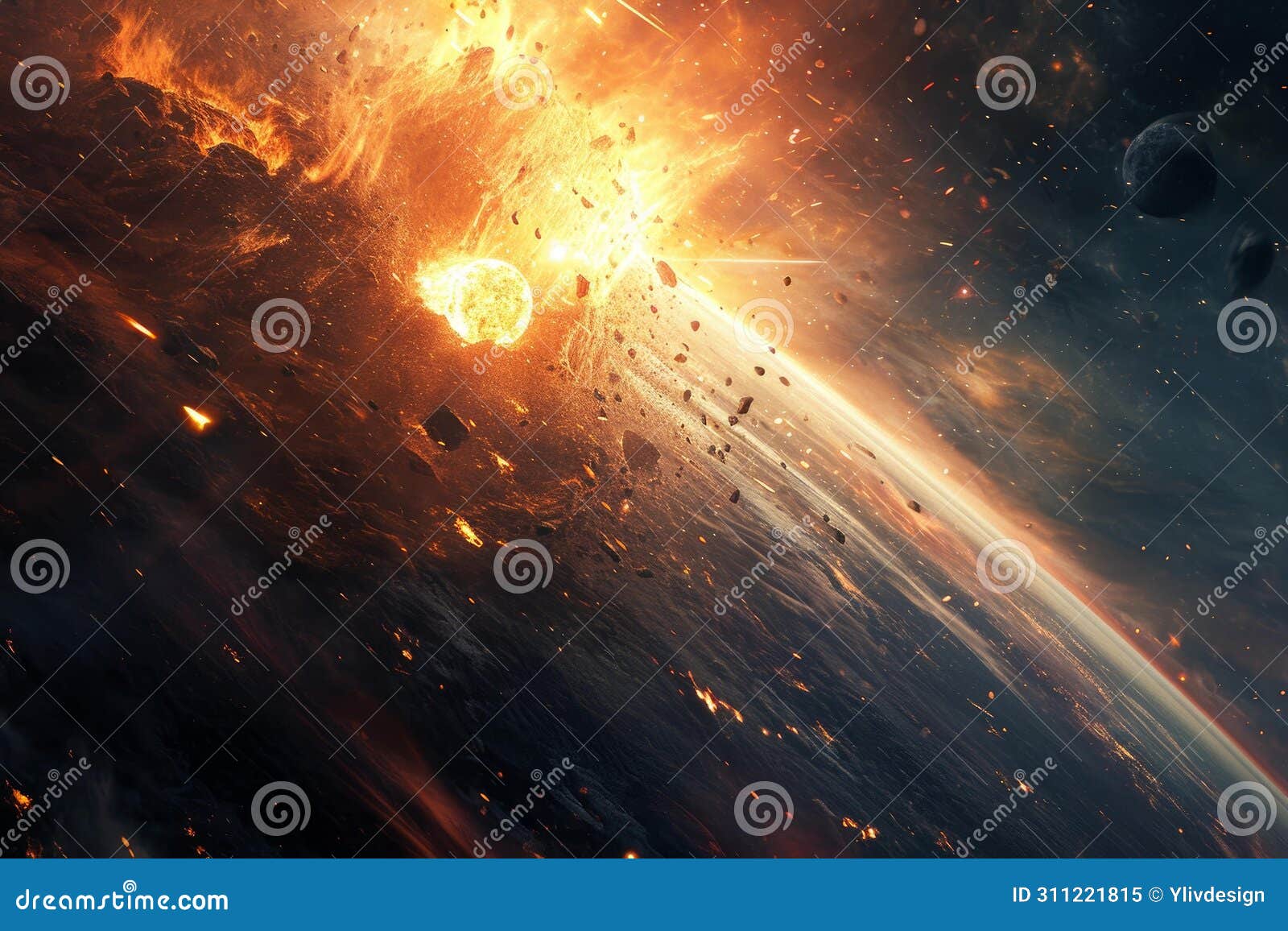 Destructive Asteroid Earth Collision. Generate Ai Stock Image - Image ...