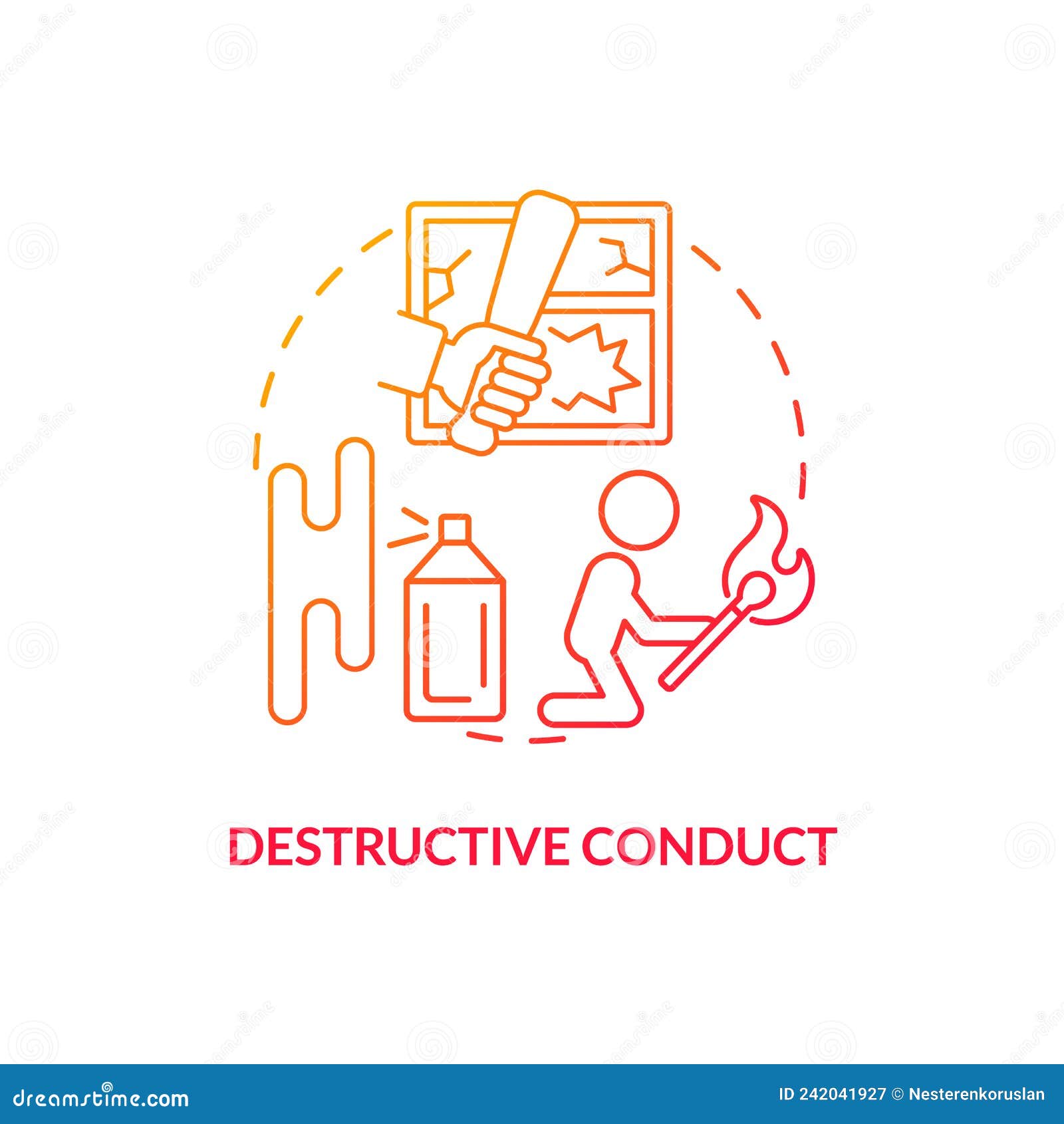 Destructive Conduct Red Concept Icon Cartoon Vector | CartoonDealer.com ...