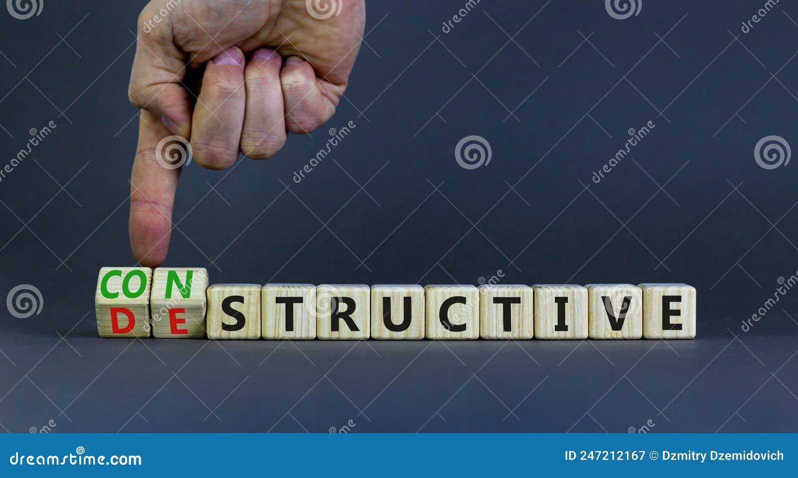 Destructive or Constructive Symbol. Businessman Turns Cubes and Changes ...