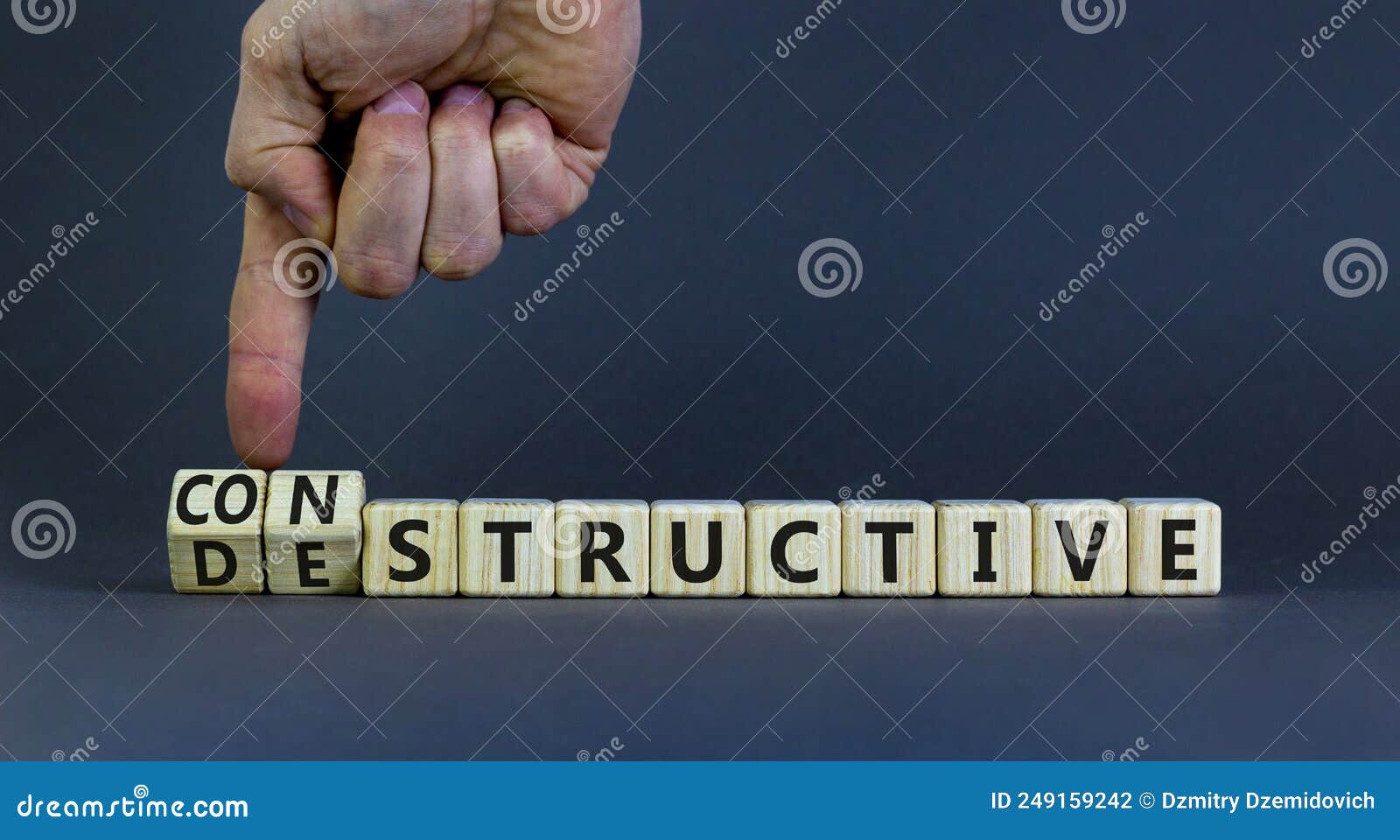 Destructive or Constructive Symbol. Businessman Turns Cubes and Changes ...