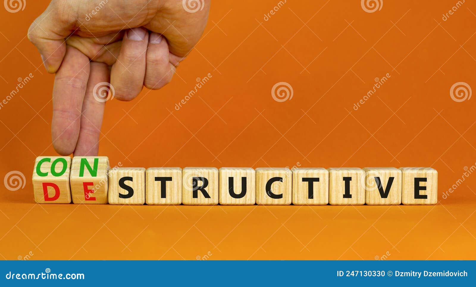 Destructive or Constructive Symbol. Businessman Turns Cubes Changes the ...