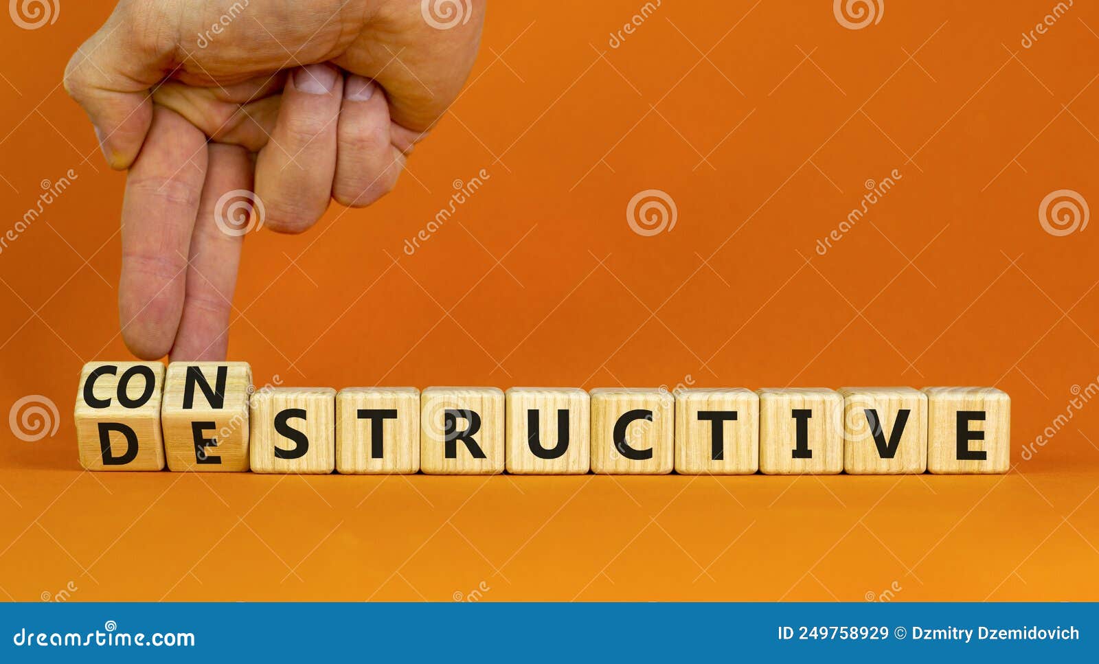 Destructive or Constructive Symbol. Businessman Turns Cubes Changes the ...