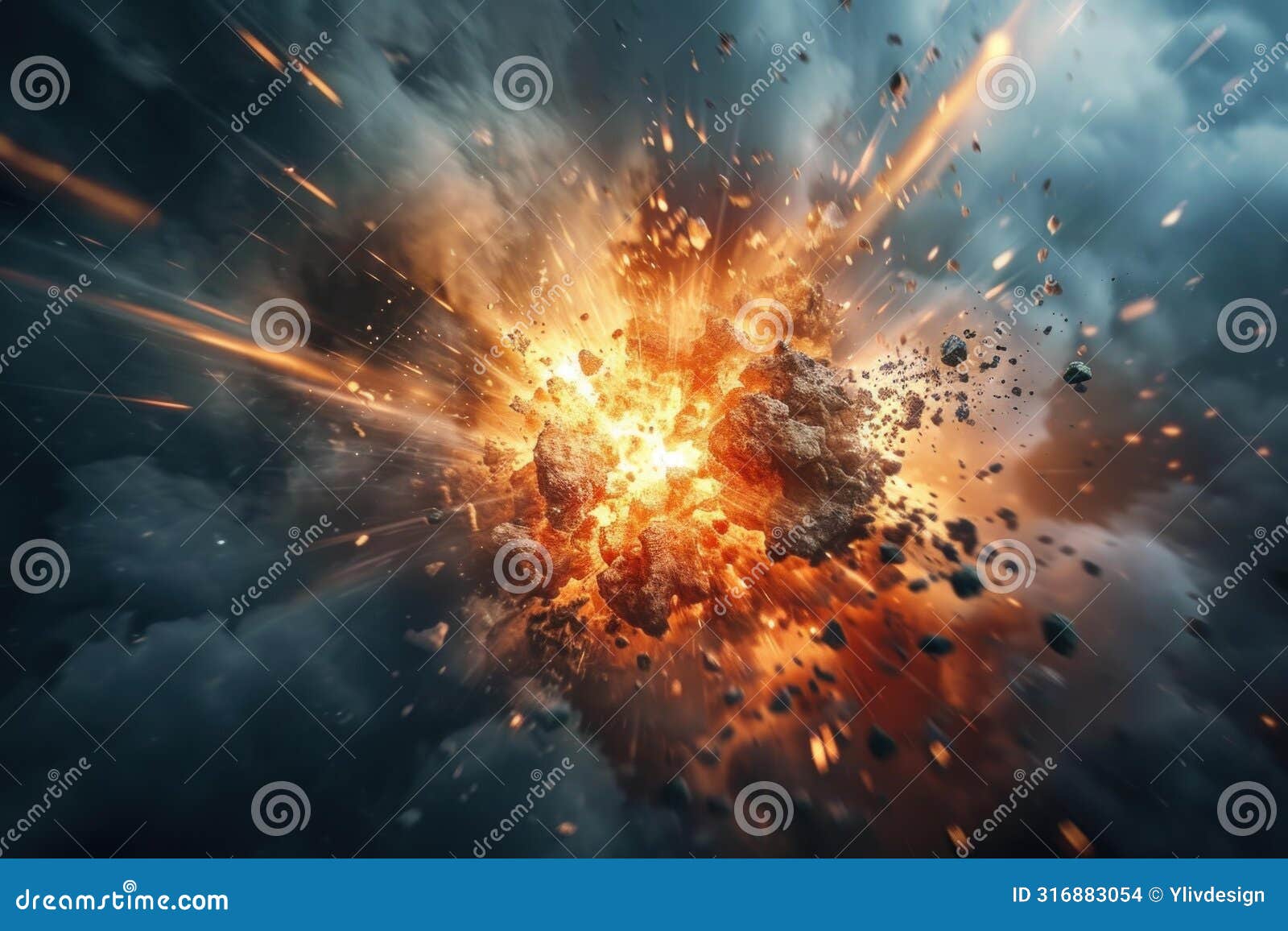 Destructive Rocks Explosion. Generate Ai Stock Illustration ...