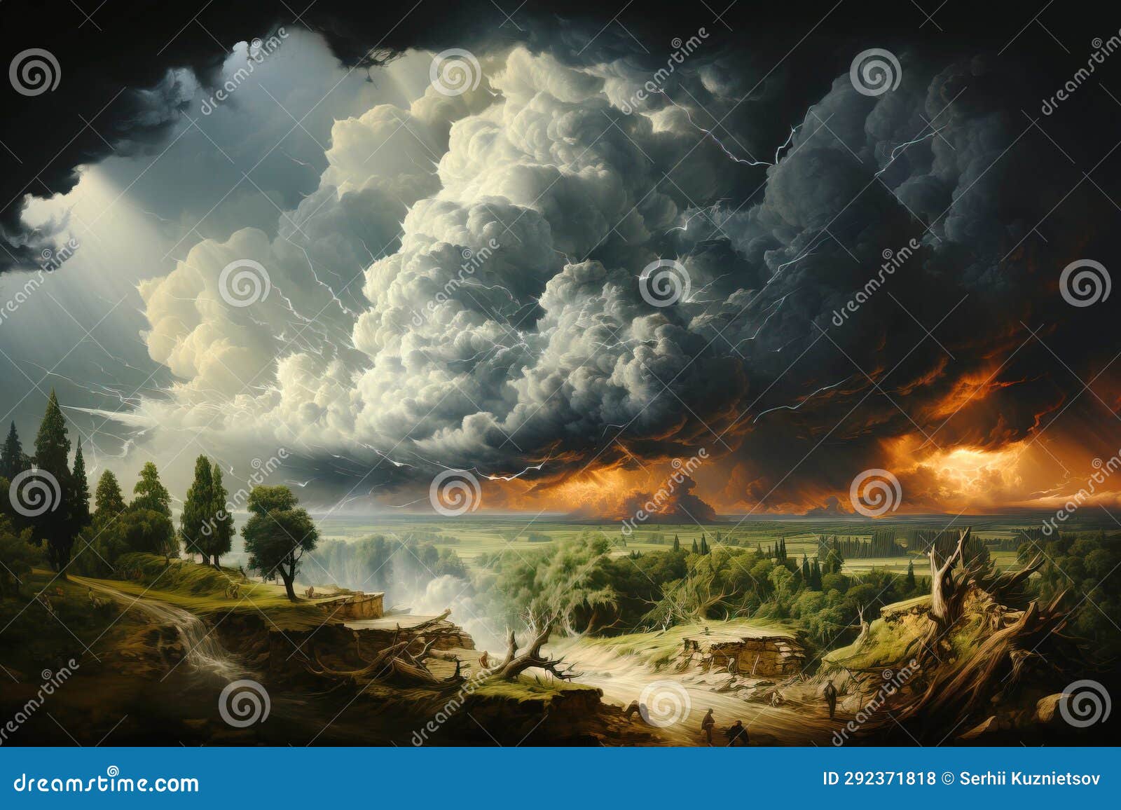 Destructive Tornado Funnel, Natural Cataclysm Disaster. AI Generated ...