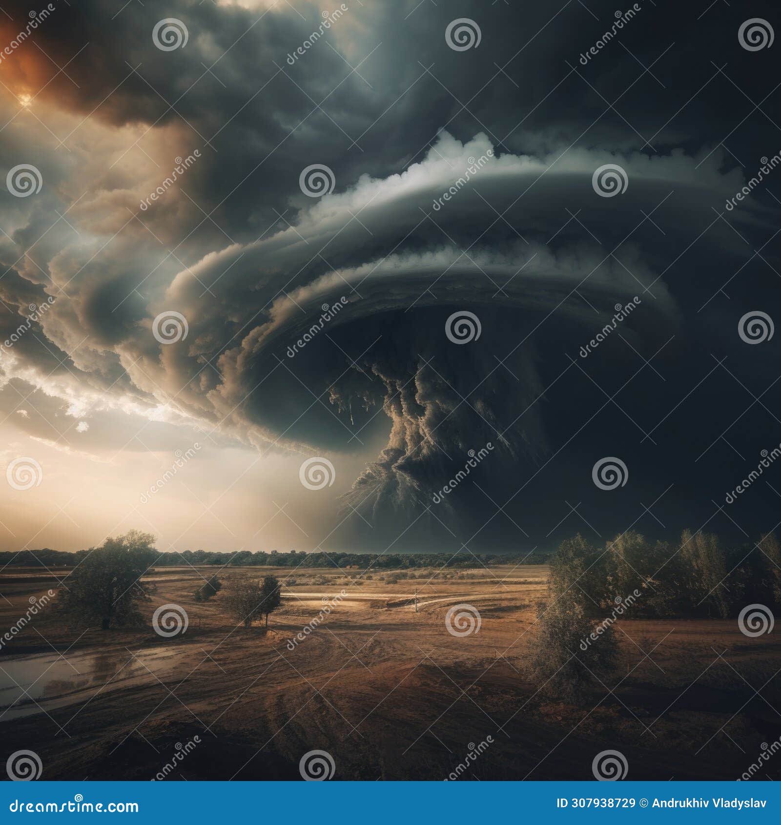 Menacing Vortex: A Destructive Tornado Unleashes Chaos On Barren Landscape Royalty-Free Stock ...