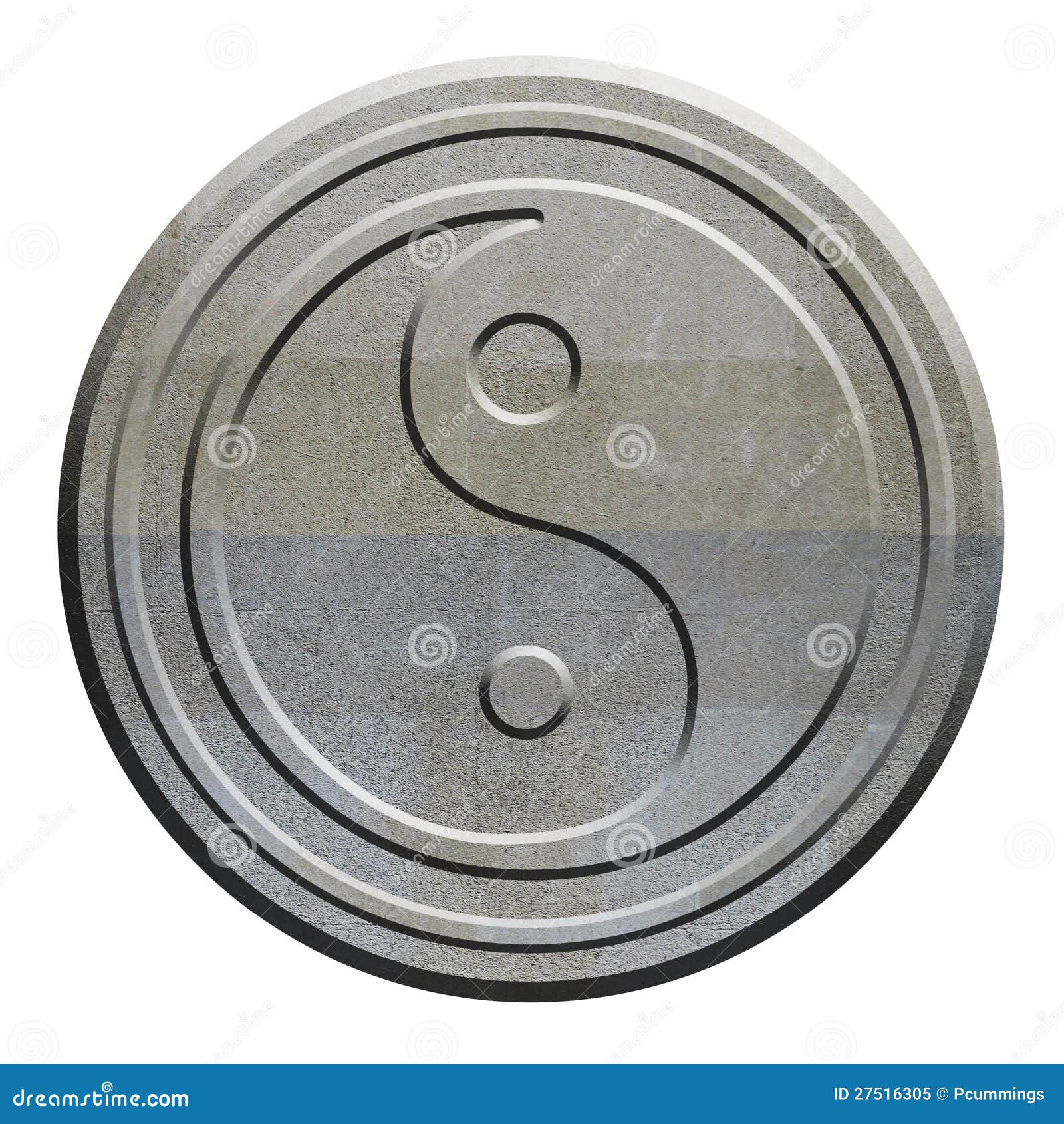 Det Yin Yang Symbolet Sned I Sten Stock Illustrationer - Illustration ...