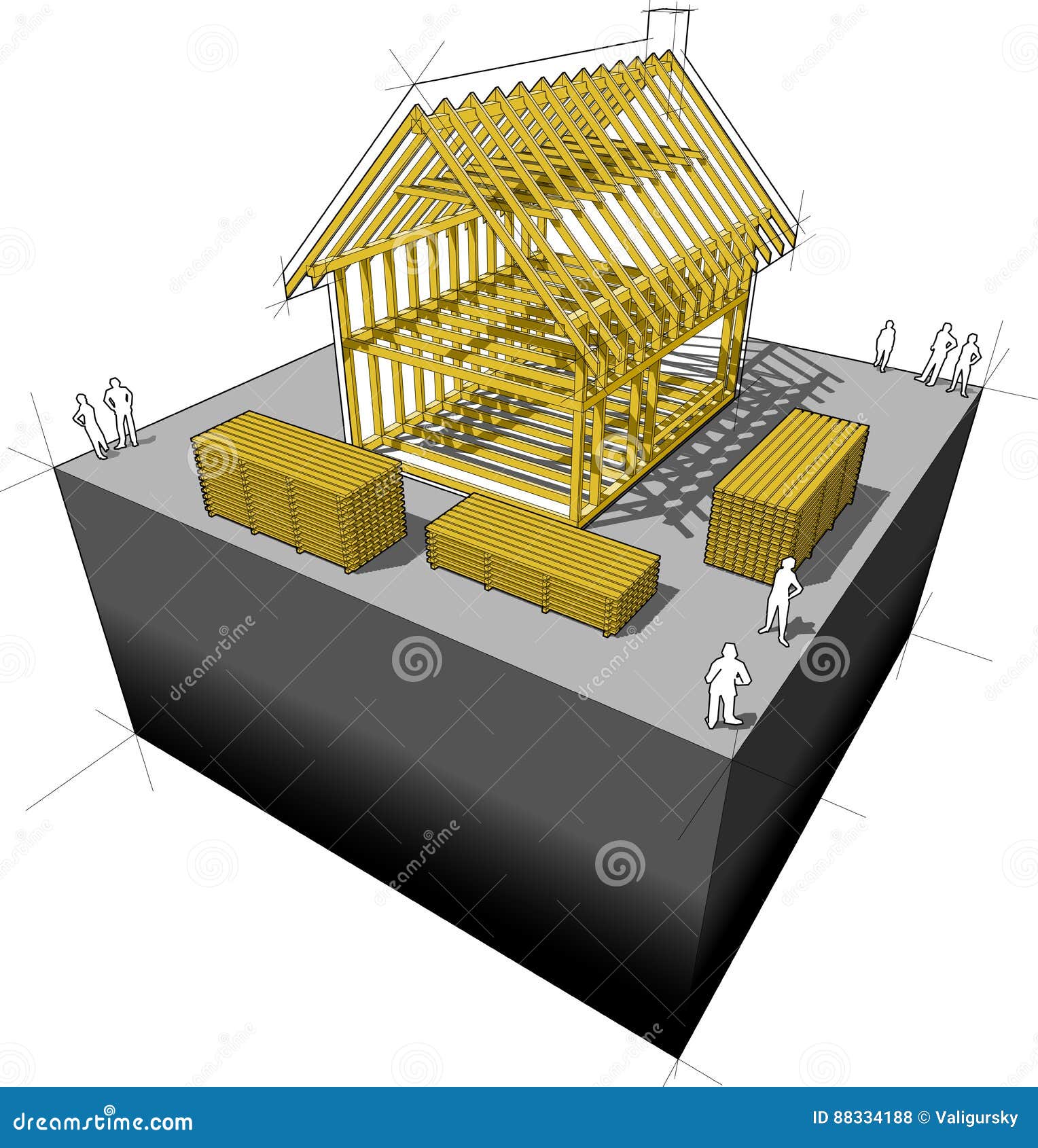 Detached House Framework Diagram Stock Vector - Illustration of concept ...
