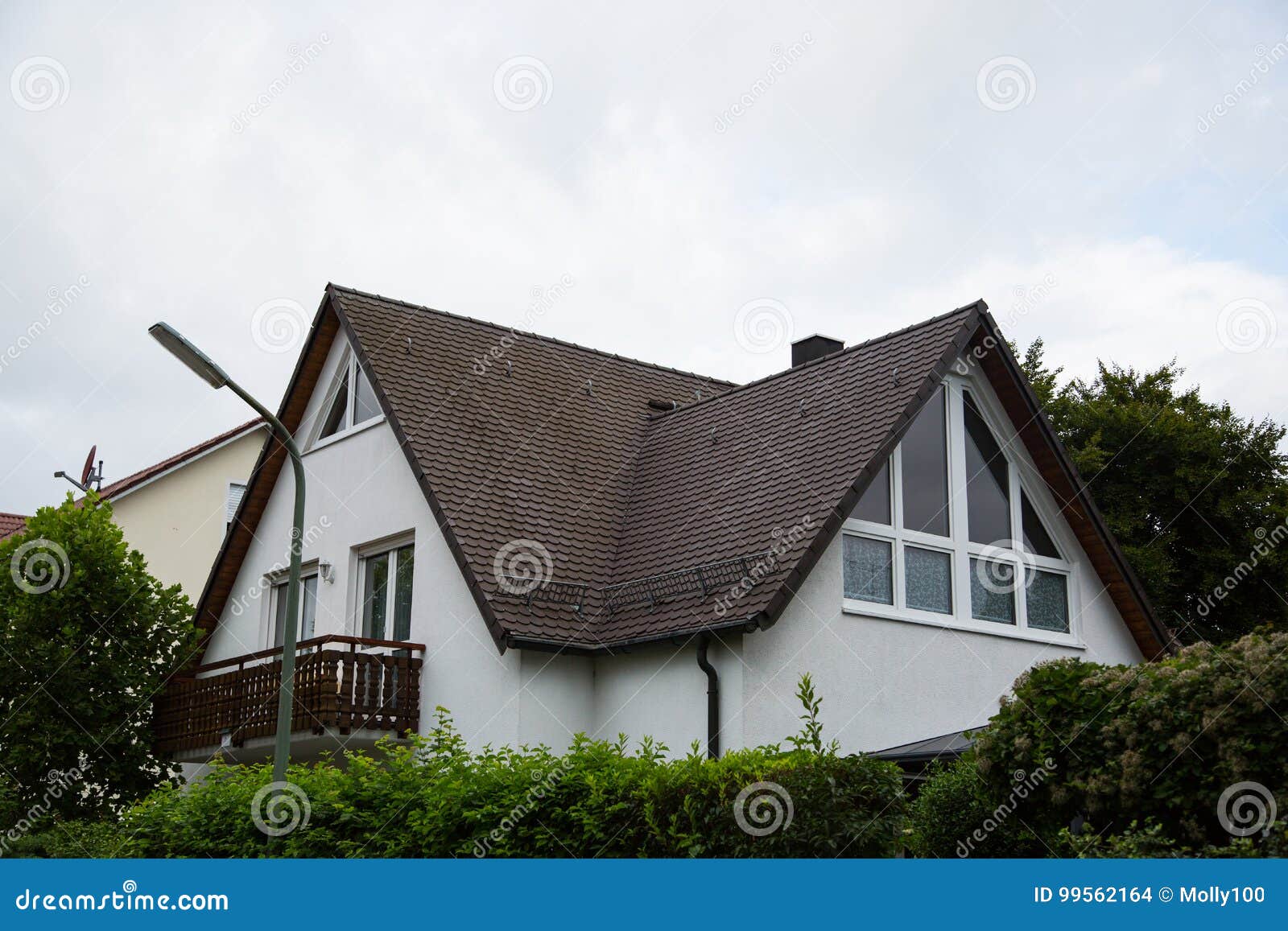 Detached House with 2 Gables Stock Photo - Image of street, elegan ...