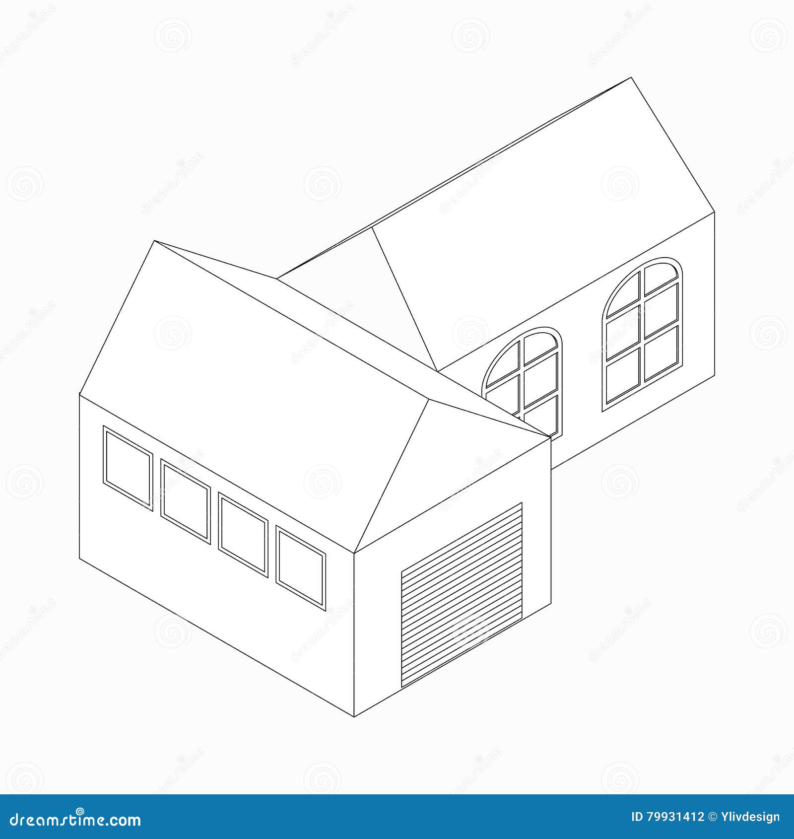 Detached House Icon, Isometric 3d Style Stock Vector - Illustration of ...