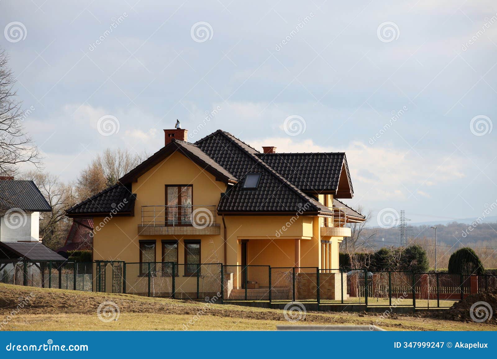 Detached Two-storey Building Facade. Architectural Design Stock Image ...