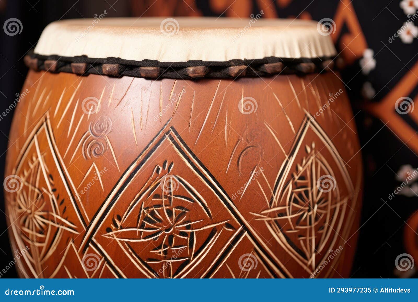 Detail of an African Drum with Exotic Patterns Stock Illustration ...