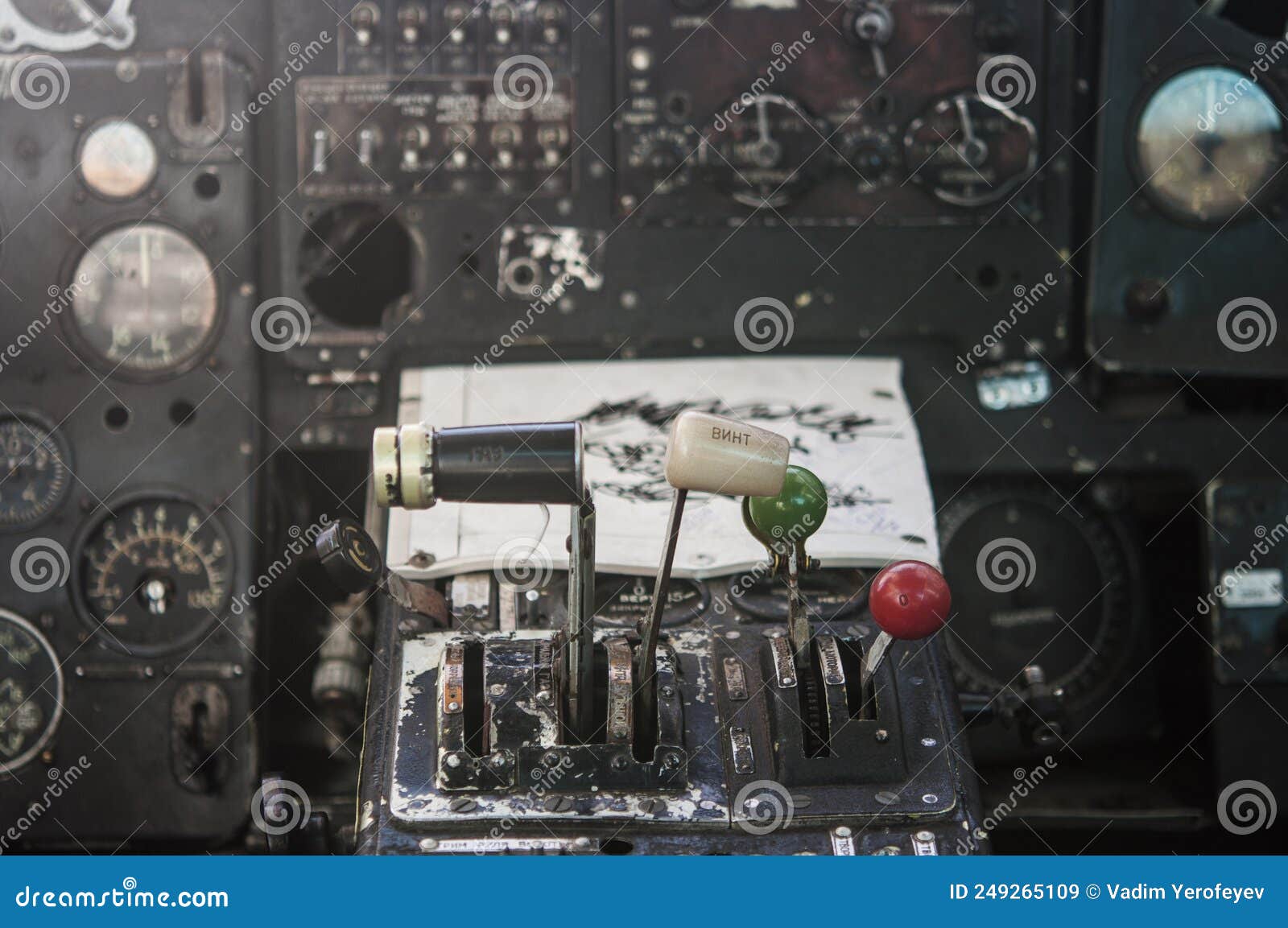 Detail of a Airplane Cockpit with Various Indicators and Buttons Stock ...